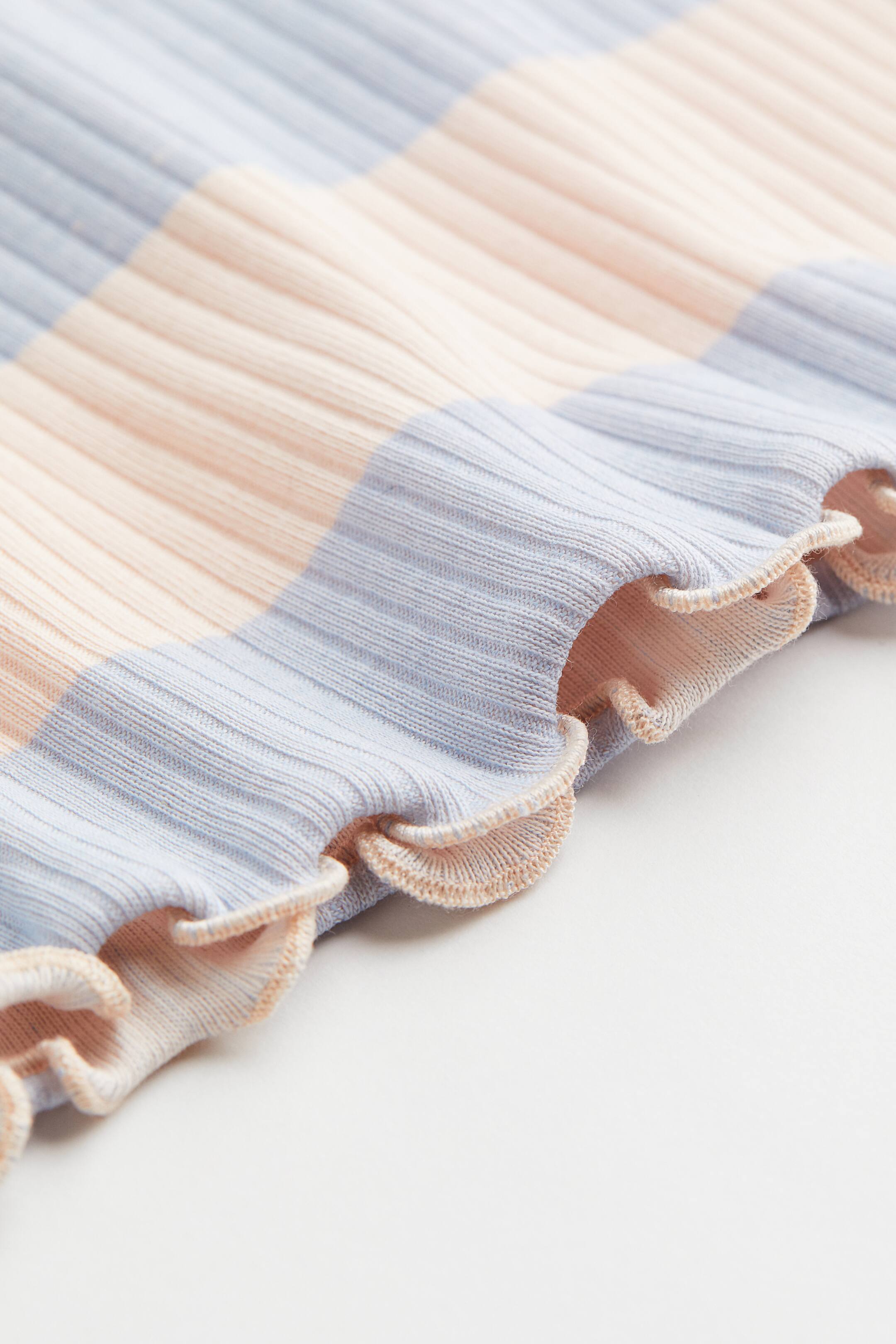 Áo gân nổi ngắn tay - Màu xanh dương nhạt/Kẻ - Kids | H&M VN