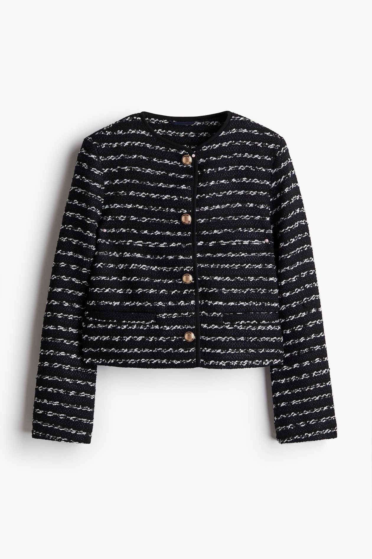 Textured-Weave Jacket - Navy blue/striped - Ladies | H&M US