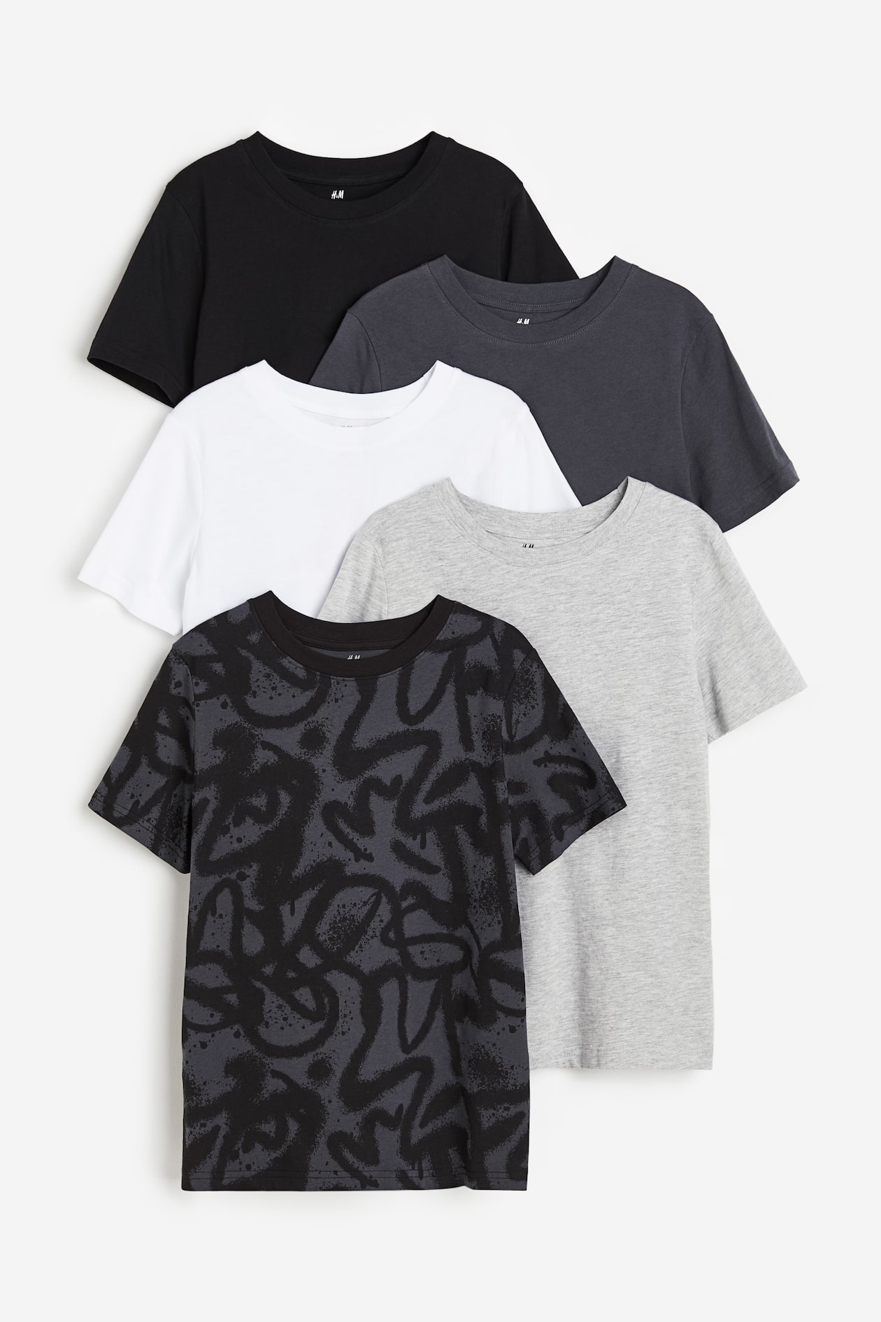 5-pack T-shirts - Dark gray/patterned - Kids | H&M US