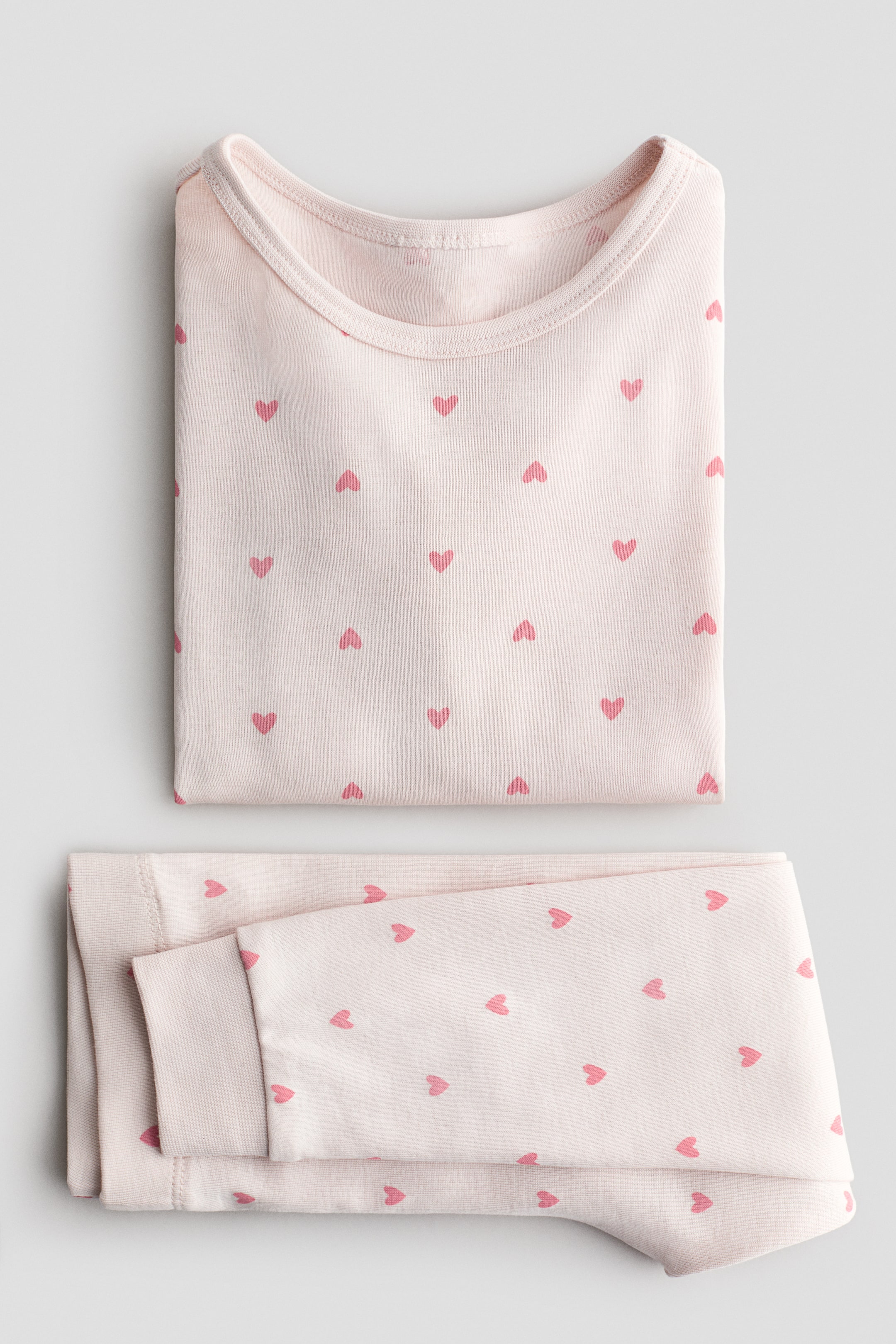 Light pink/hearts Snug-Fit Printed Cotton Pajamas for kids | H&M US