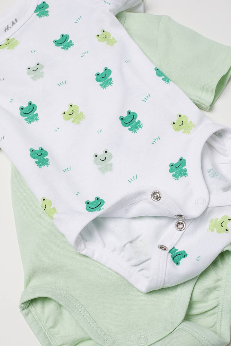 2-pack Short-sleeved Bodysuits - Light green/frogs - Kids | H&M US