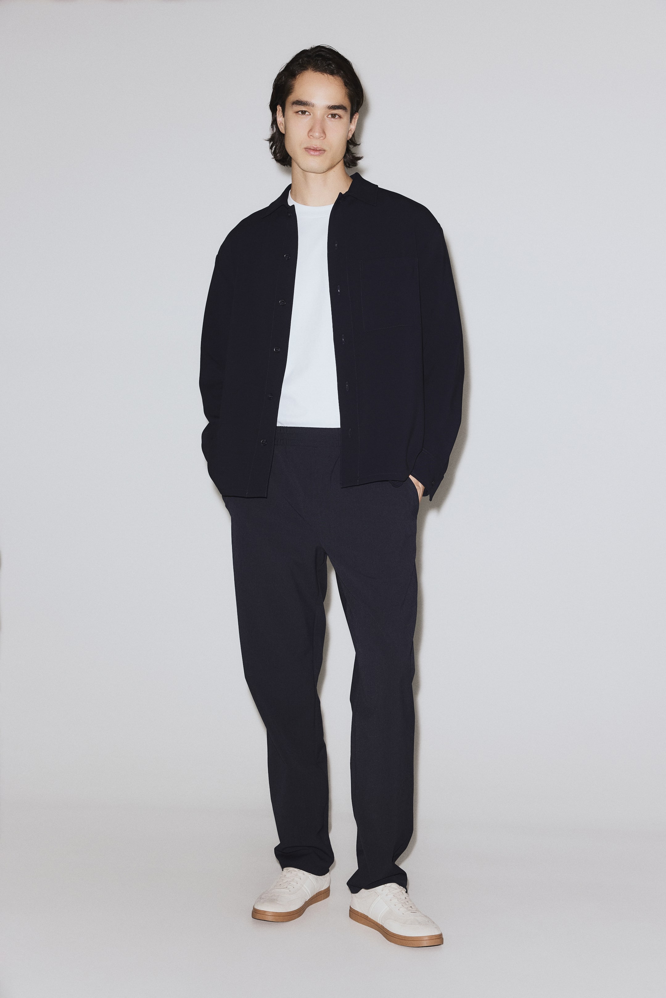 Men’s Navy blue Four-Way Stretch Regular-Fit Pull-On Pants | H&M CA