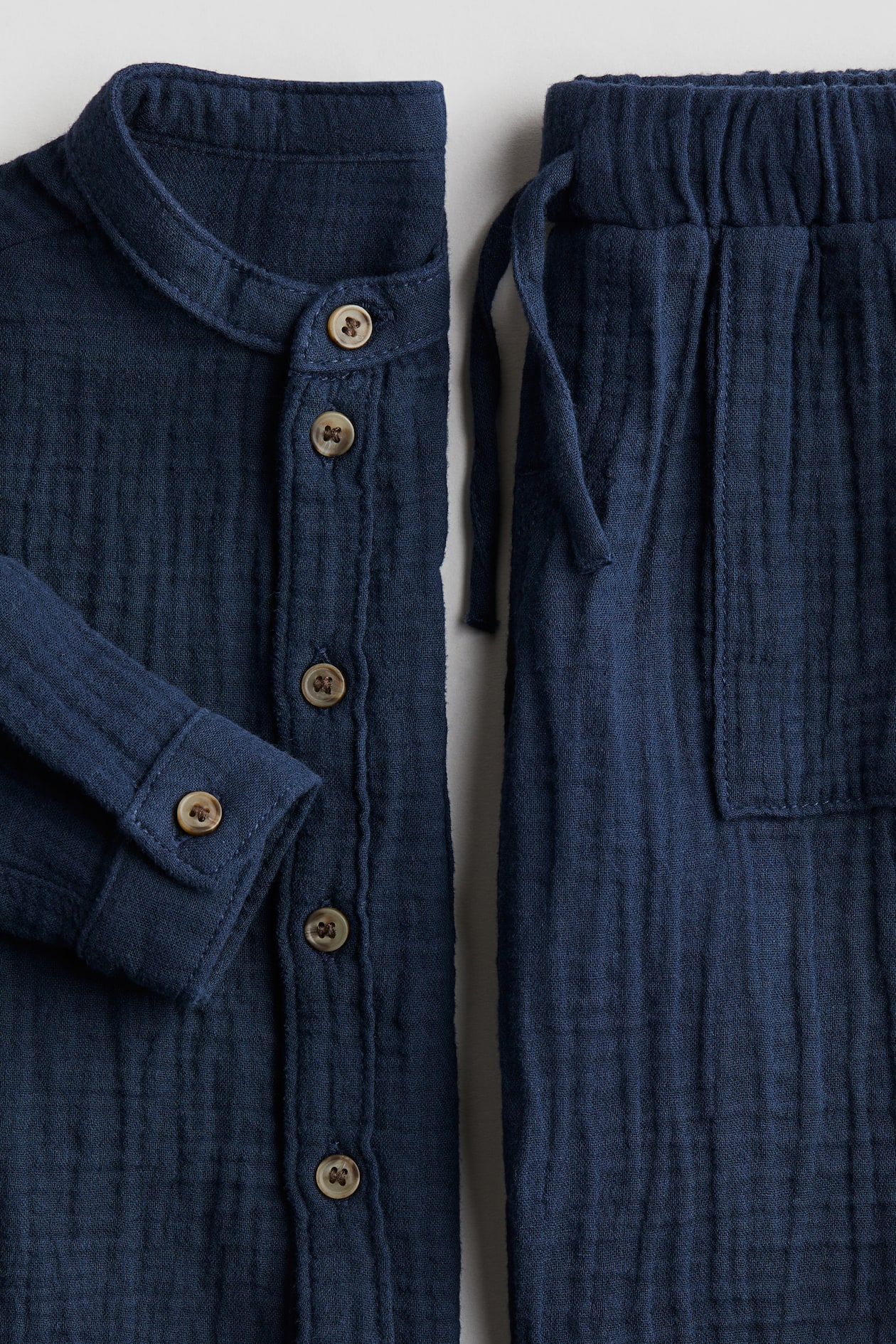 2-piece Cotton Muslin Set - Navy blue - Kids | H&M US