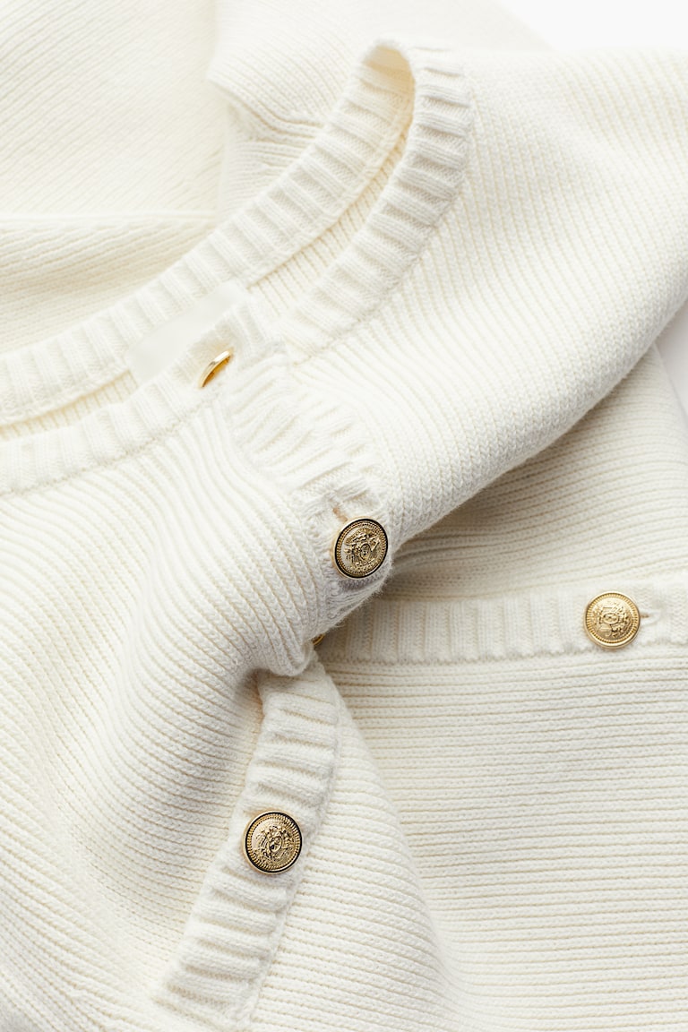 Rib-knit Button-front Dress - Cream - Ladies | H&M US