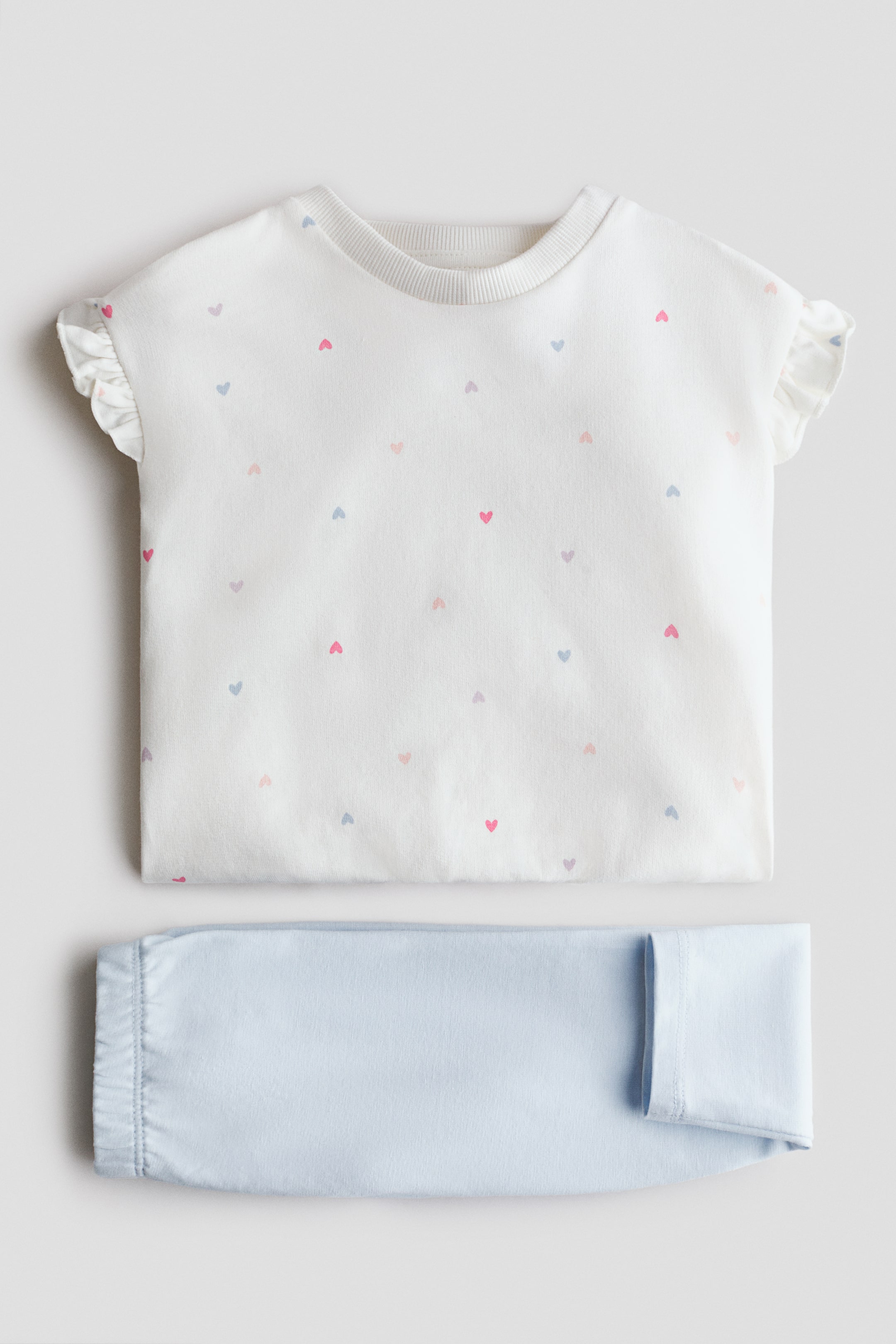 2-piece Sweatshirt and Leggings Set - Light blue/hearts - Kids | H&M US