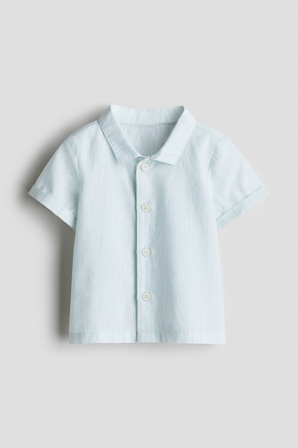Turquoise/White striped Short-sleeved cotton shirt for kids | H&M GB