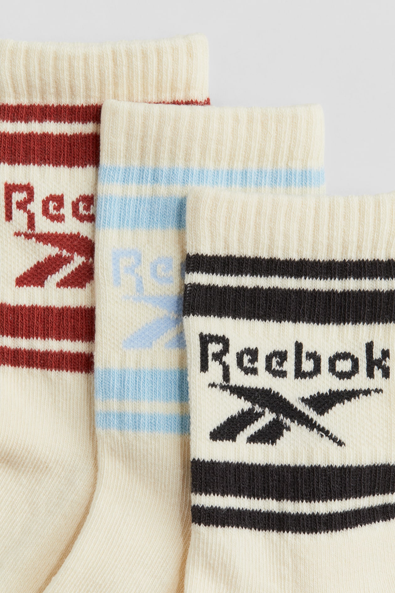 Light beige/Reebok 3-pack Ribbed Socks for kids | H&M US