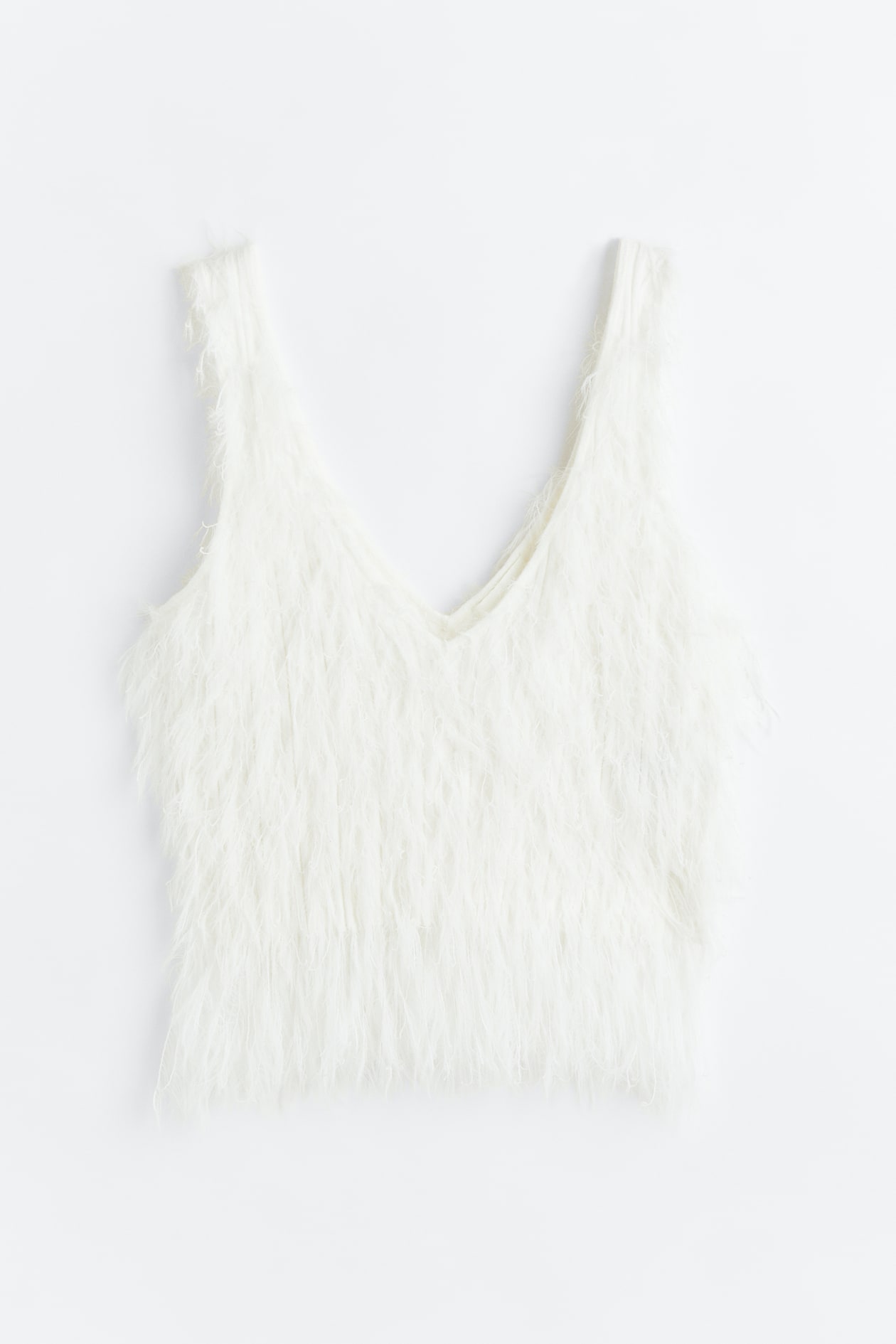 Fluffy fringe-knit top - Cream - Ladies | H&M IN