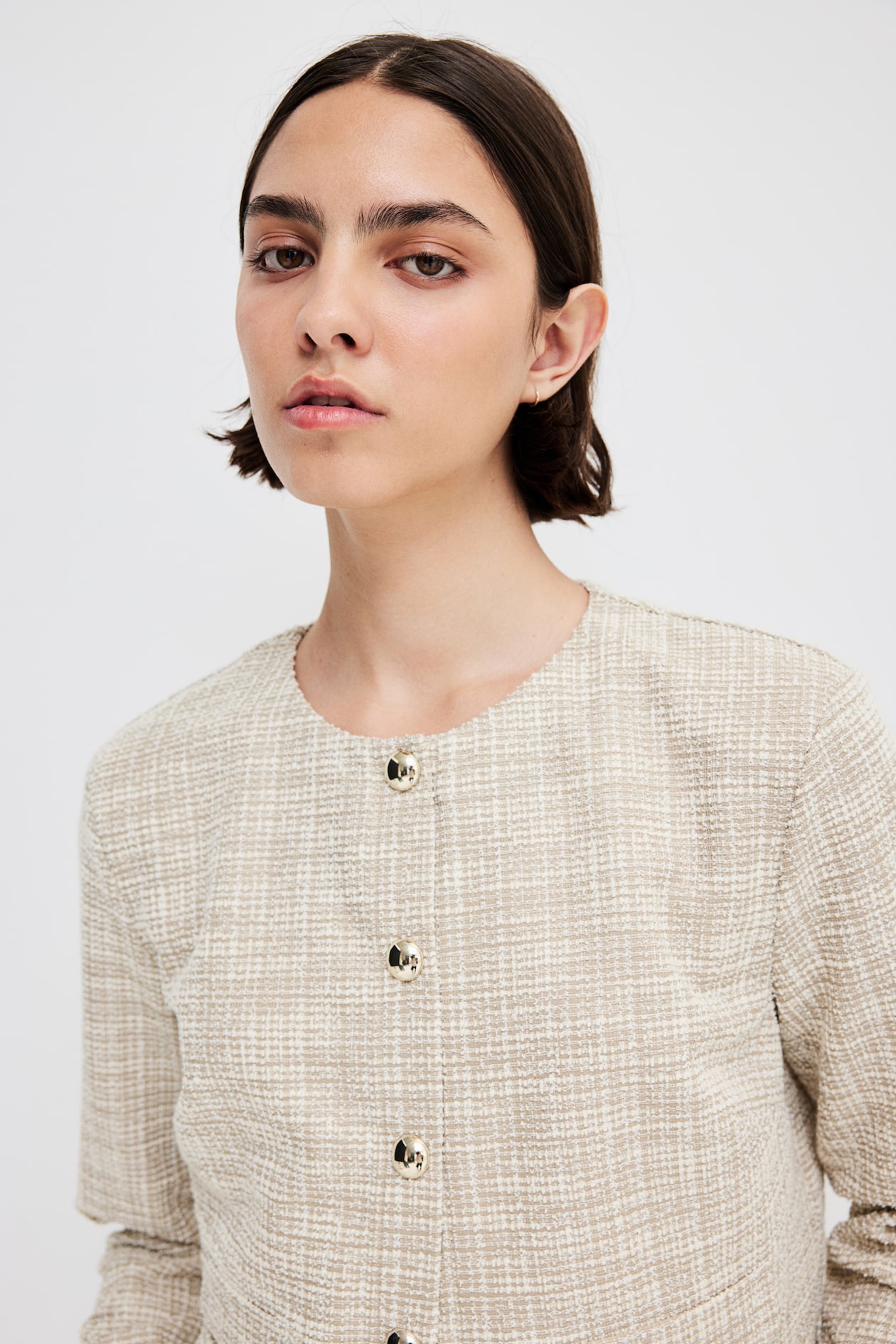 Shoulder-pad cardigan - Light beige marl - Ladies | H&M GB