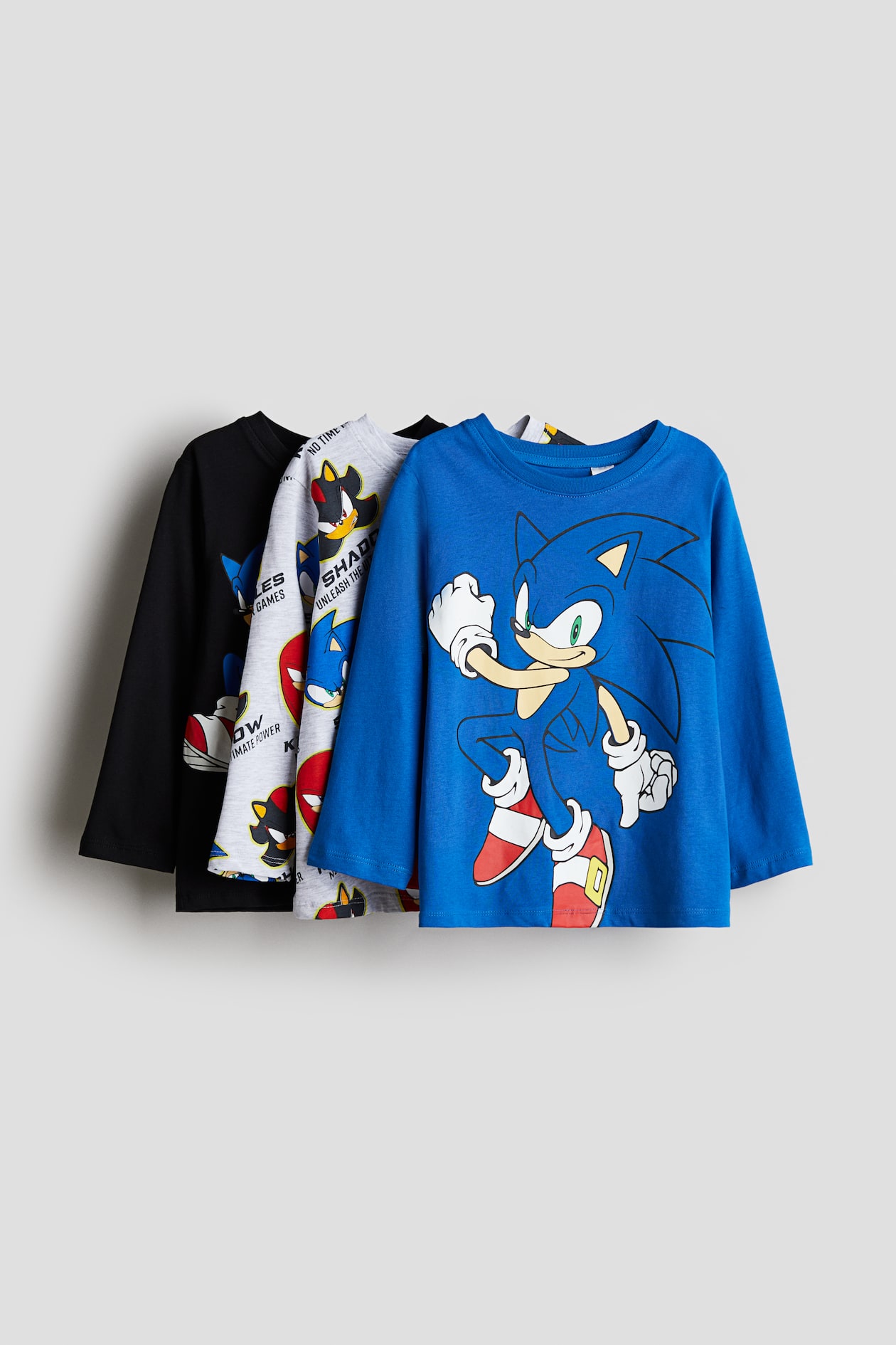 3-pack long-sleeved T-shirts - Blue/Sonic the Hedgehog - Kids | H&M GB