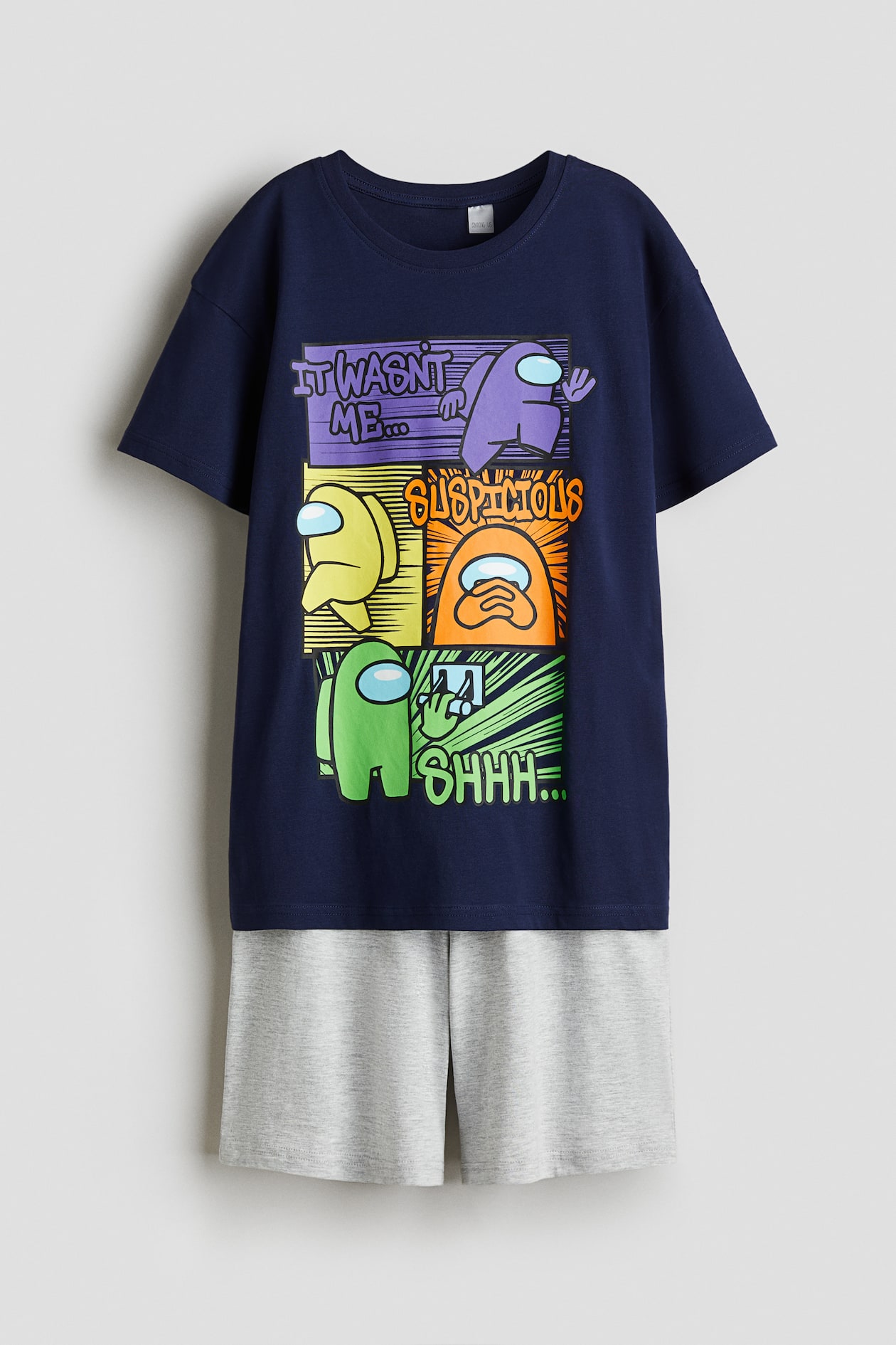 Printed cotton pyjamas - Navy blue/Among Us - Kids | H&M IE