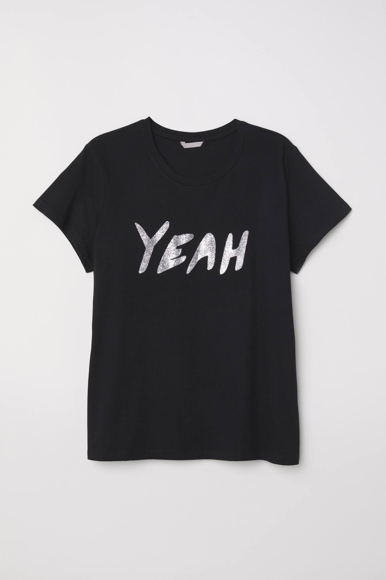 H&M+ Printed T-shirt - Black/Yeah - Ladies | H&M GB