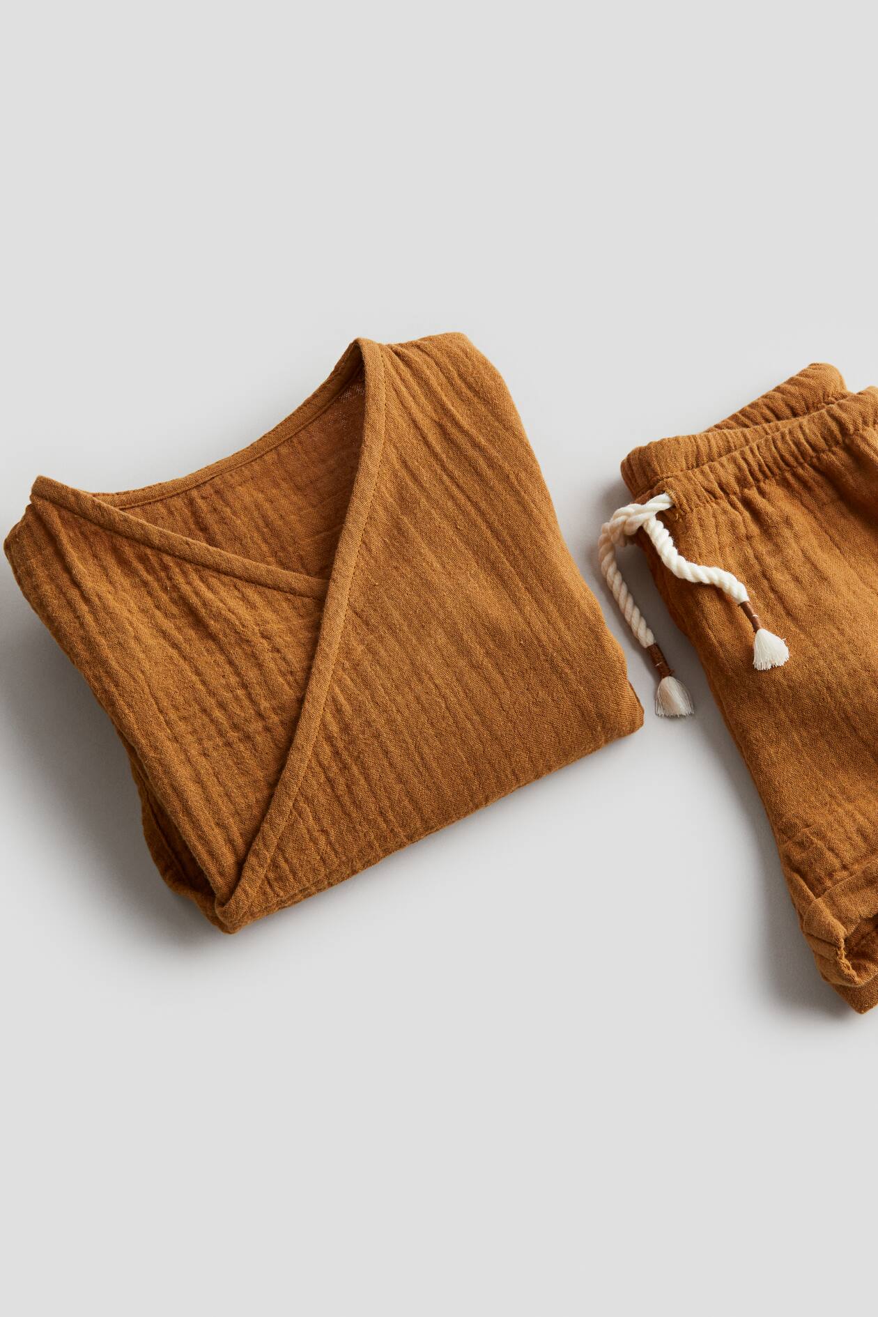 2-piece Cotton Muslin Set - Brown - Kids | H&M US