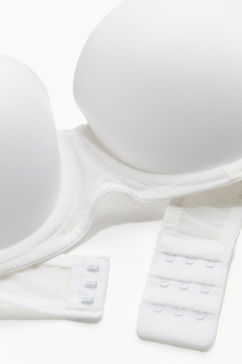 Women's White Padded Microfiber Balconette Bra | H&M US