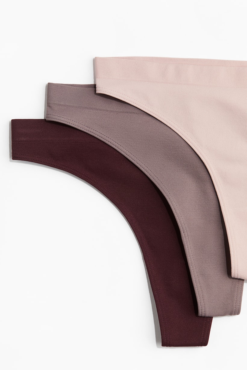 Set van 5 seamless slips - Thong - Lichtroze/greige/donkerbruin - DAMES ...