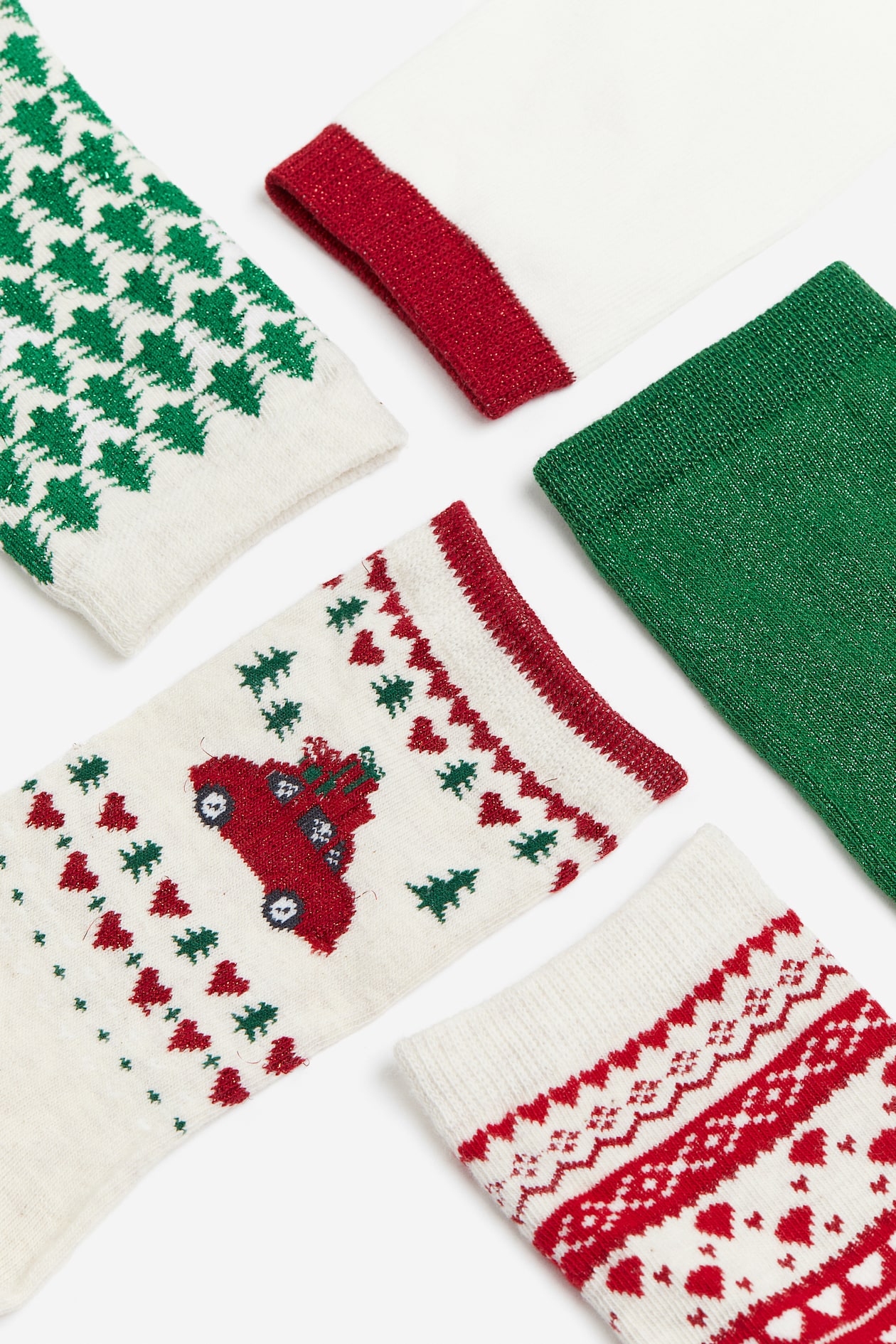 5-pack Socks - Cream/fir trees - Ladies | H&M US