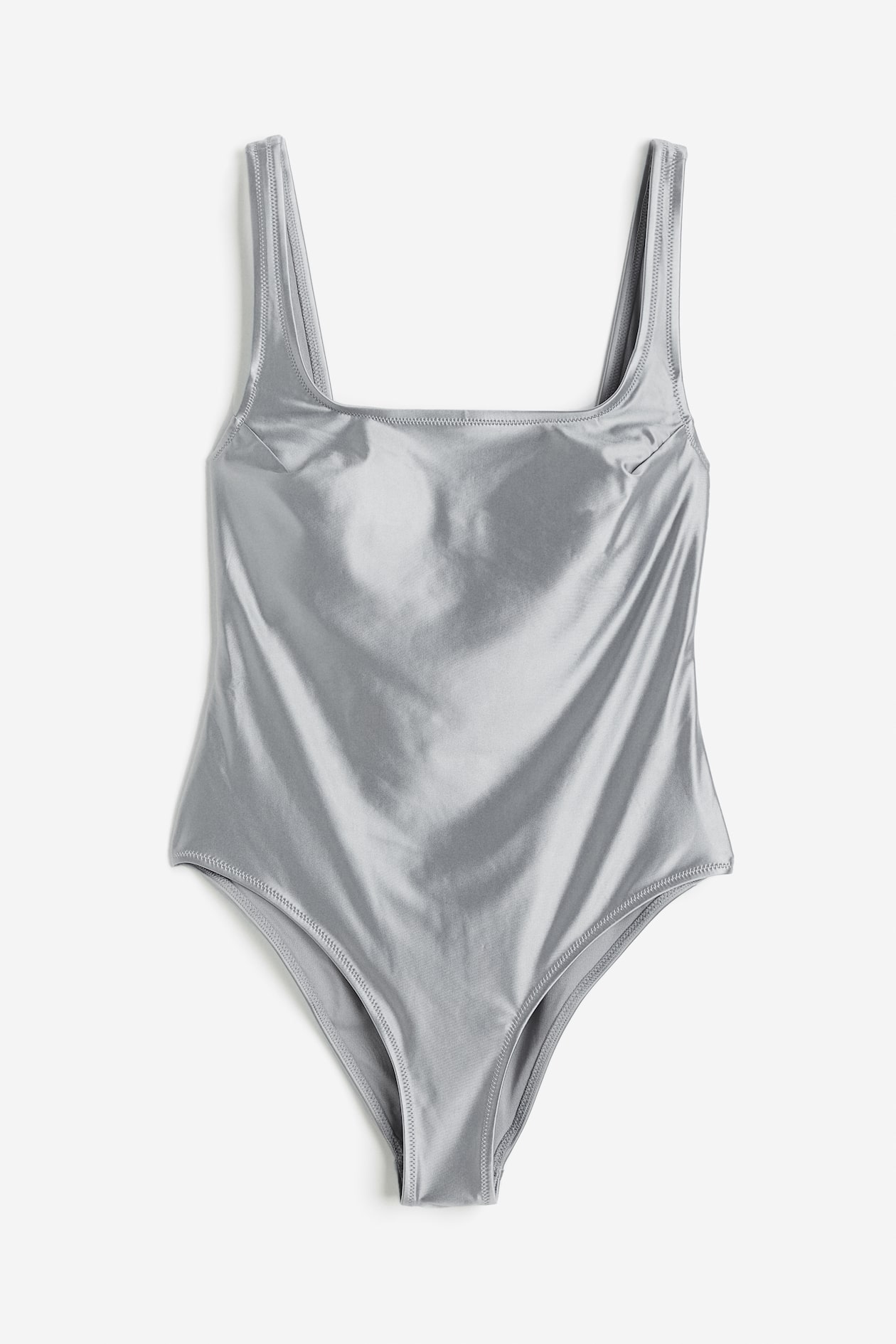 Traje de baño High leg - Cuello cuadrado - Sin mangas - Azul grisáceo ...