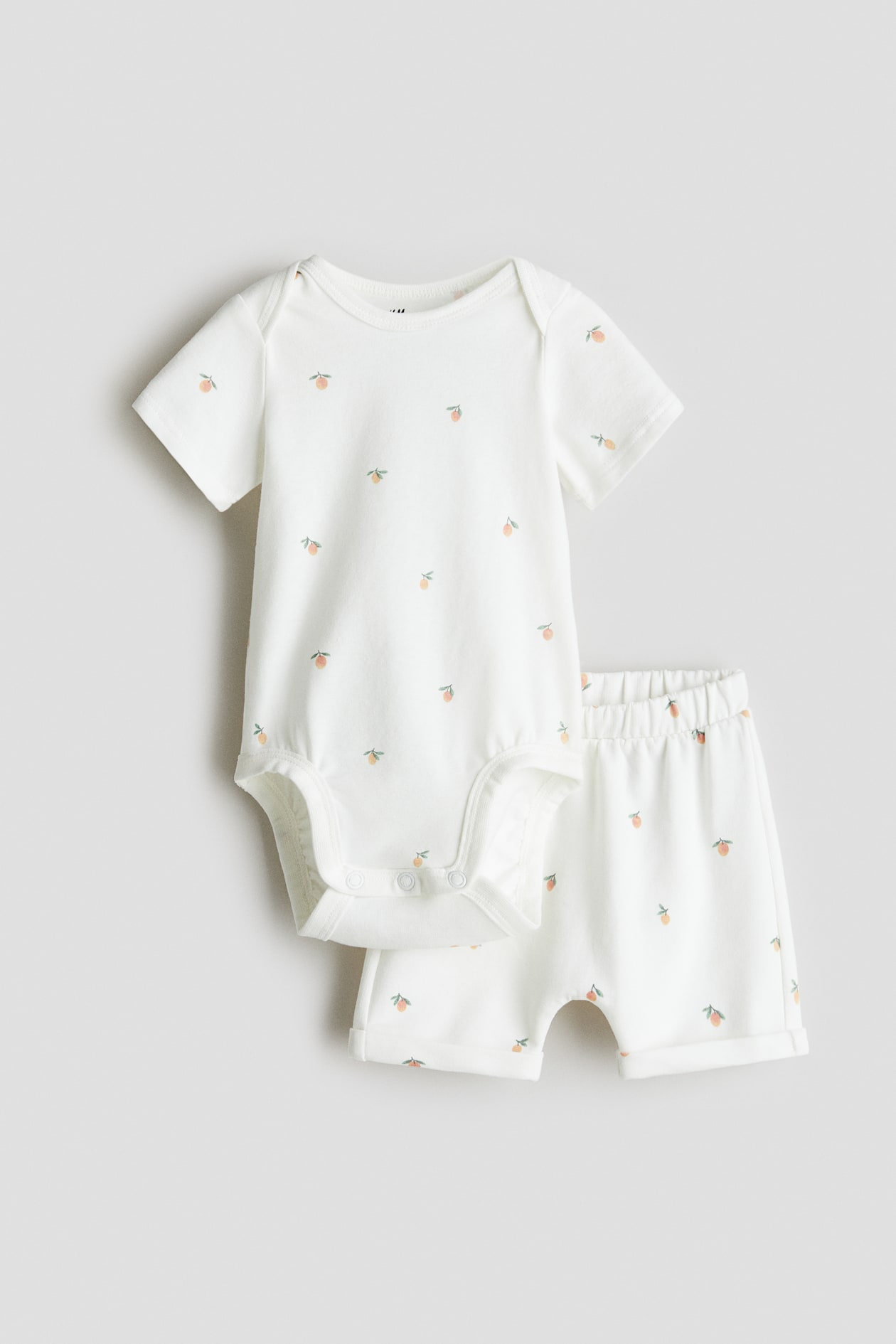2-piece Cotton Set - White/Mangoes - Kids | H&M AU