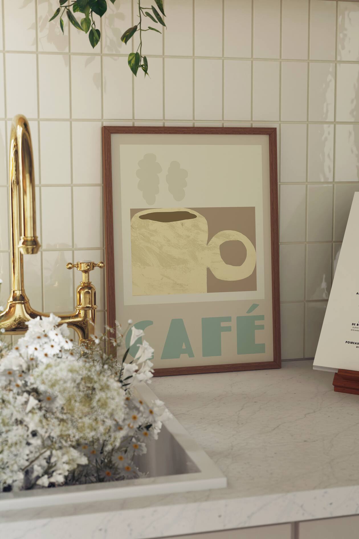 French Toast Studio - Cheer Up Cafe - Brunt/kaffe - Poster & Frame ...