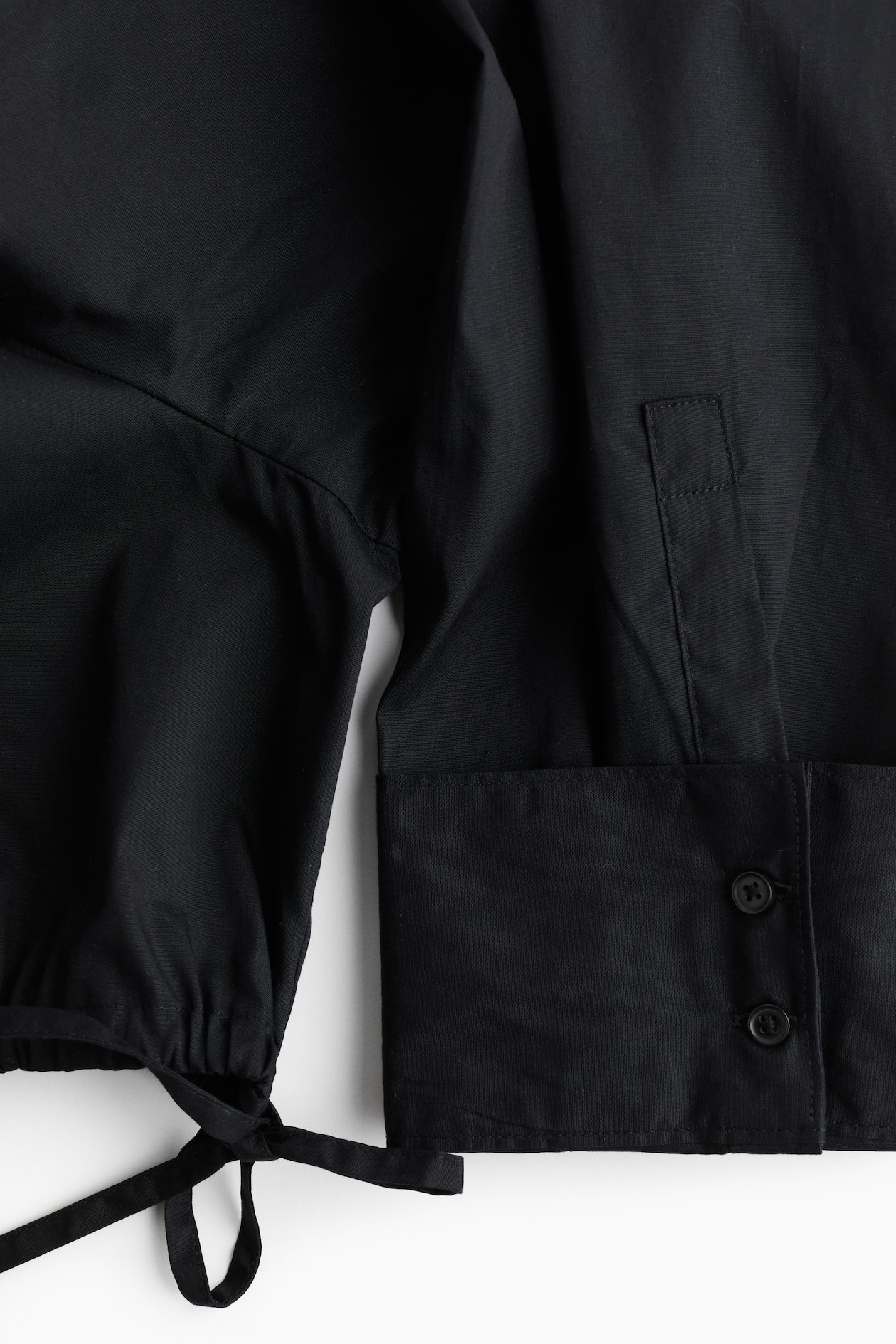 Women's Black Cropped Drawstring-detail Shirt | H&M CA