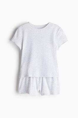 Women's Light gray melange Pointelle Jersey Pajamas | H&M US