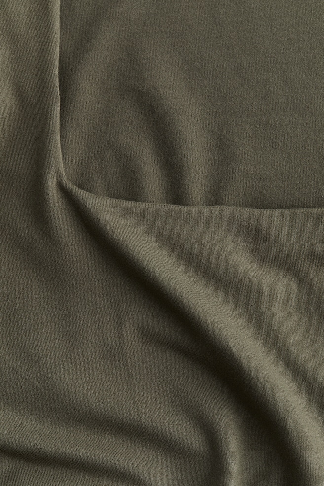 Long-sleeved Jersey Top - Dark khaki green - Ladies | H&M US