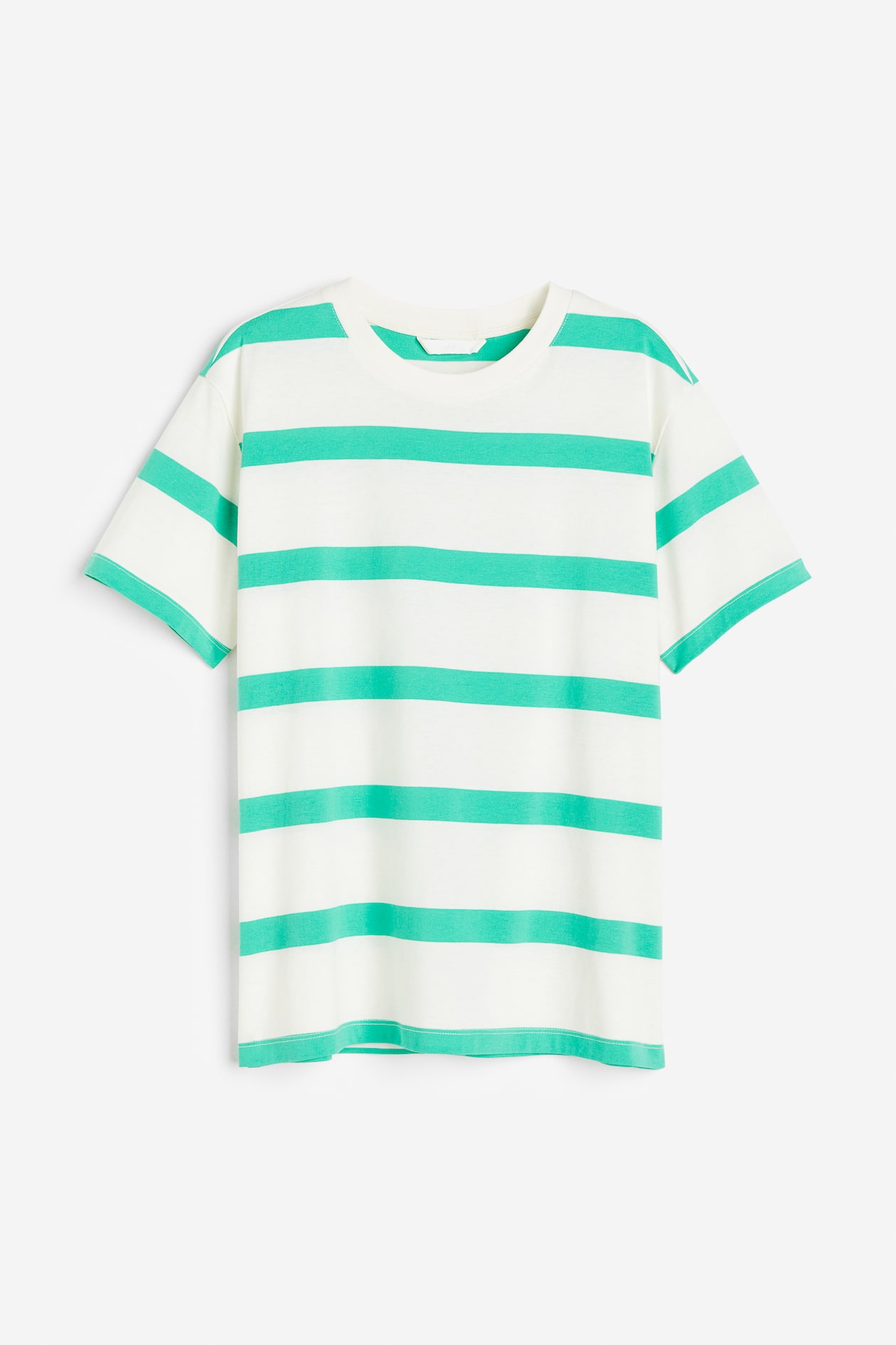 Women's Cream/Mint green striped Cotton T-shirt | H&M IN
