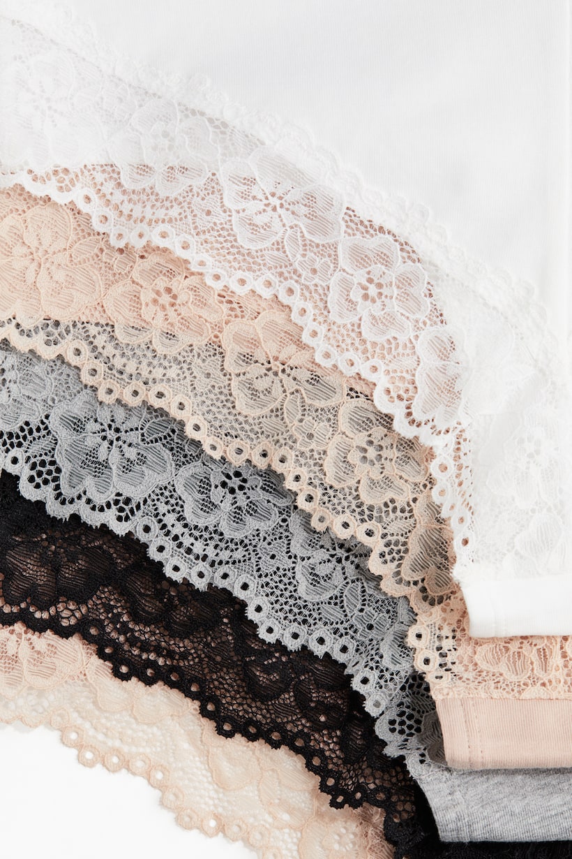 MAMA 5-pack Panties Hipster de algodón con encaje - Gris jaspeado claro ...