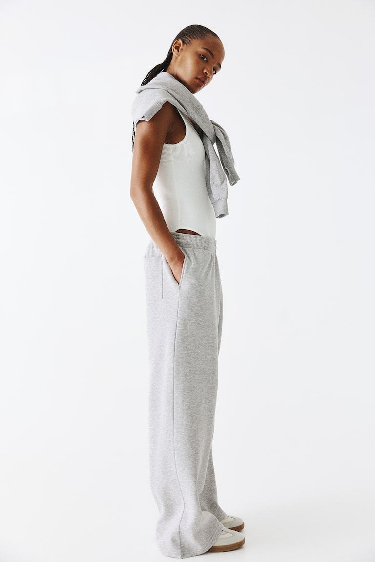 Joggers anchos - Gris jaspeado claro - Ladies | H&M MX