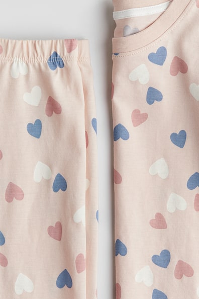 Printed cotton pyjamas - Light pink/Hearts - Kids | H&M GB