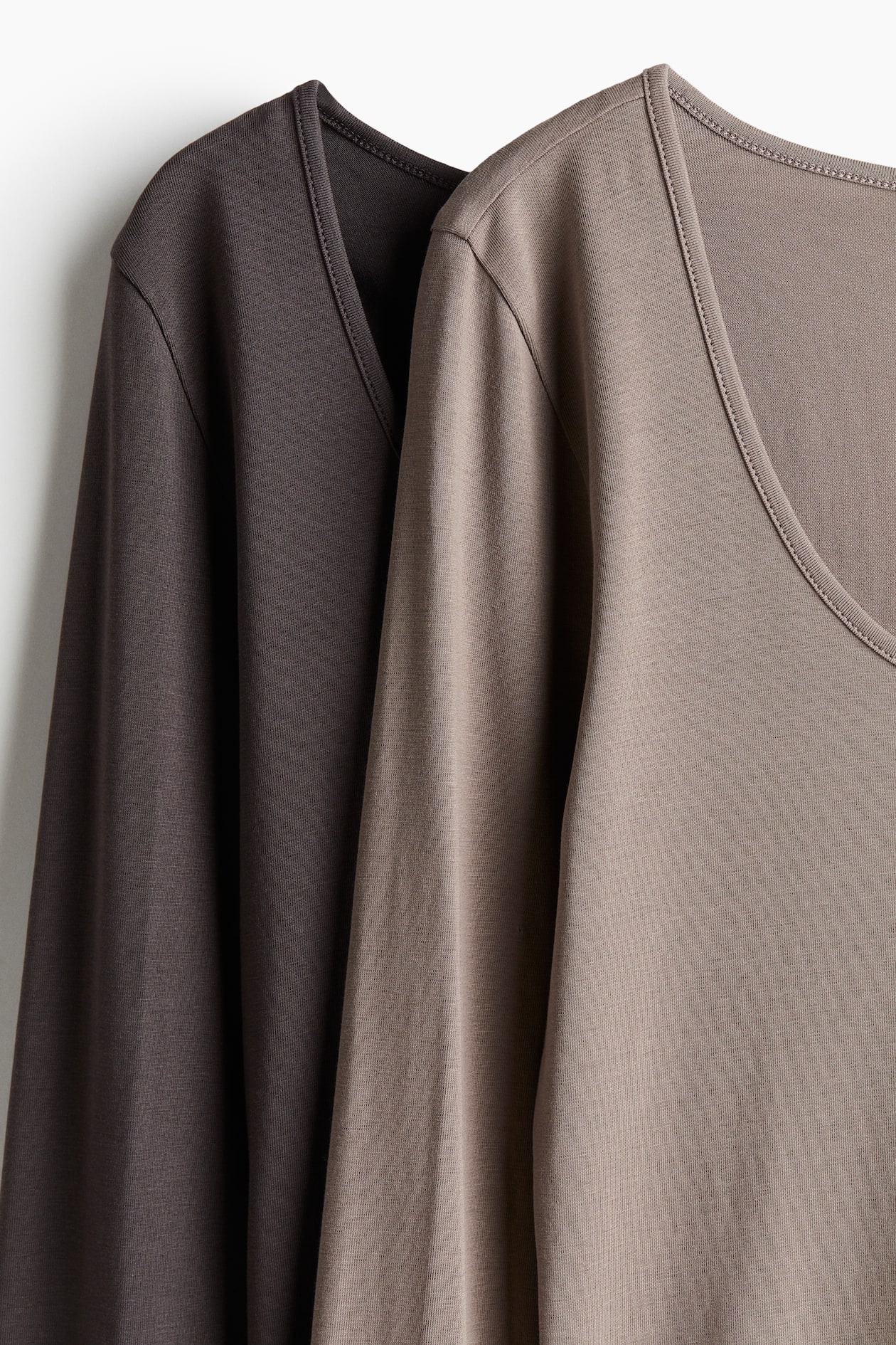2-pack Jersey Tops - Dark beige/dark brown - Ladies | H&M US
