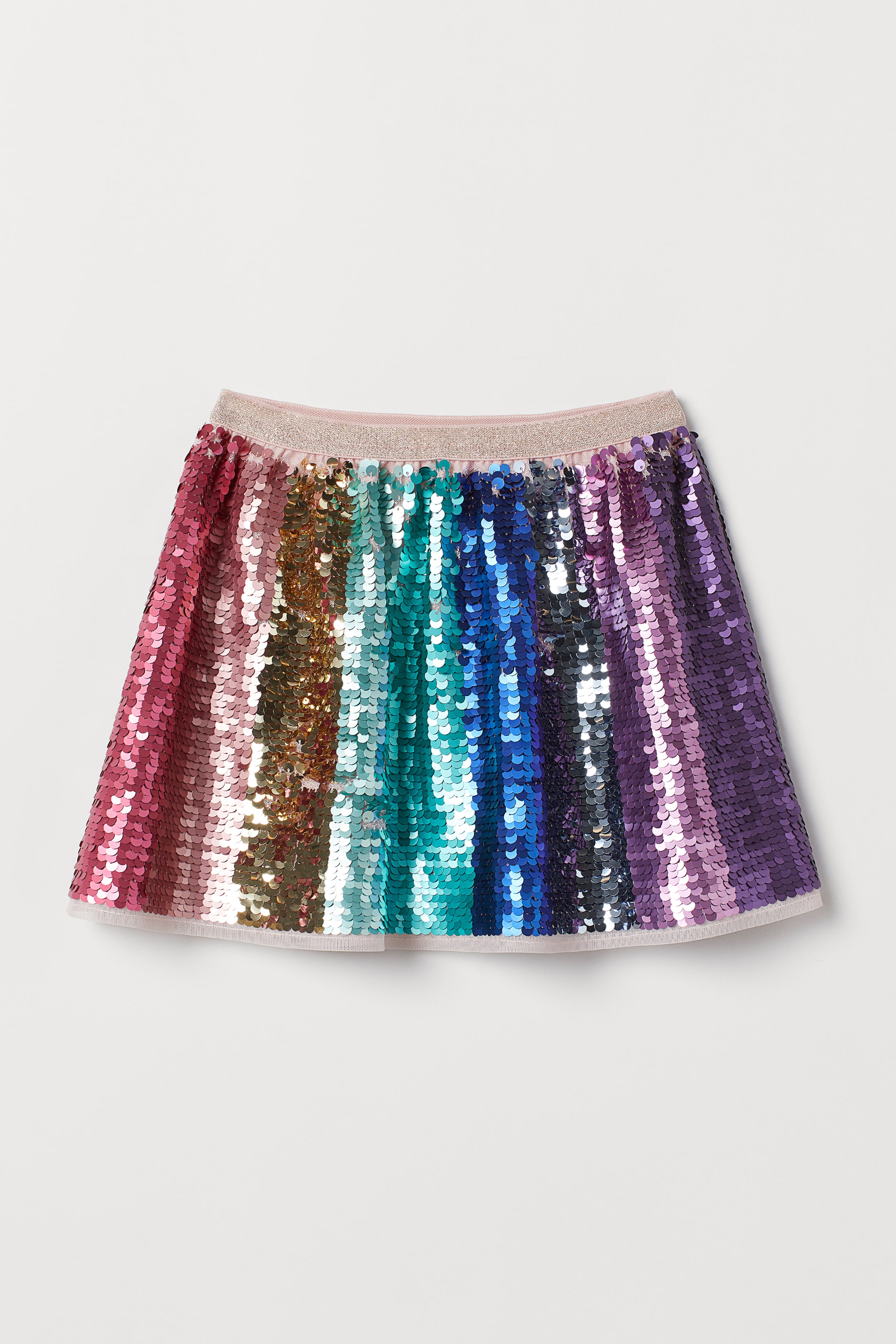 Rok met pailletten - Lichtroze/multistrepen - KINDEREN | H&M NL