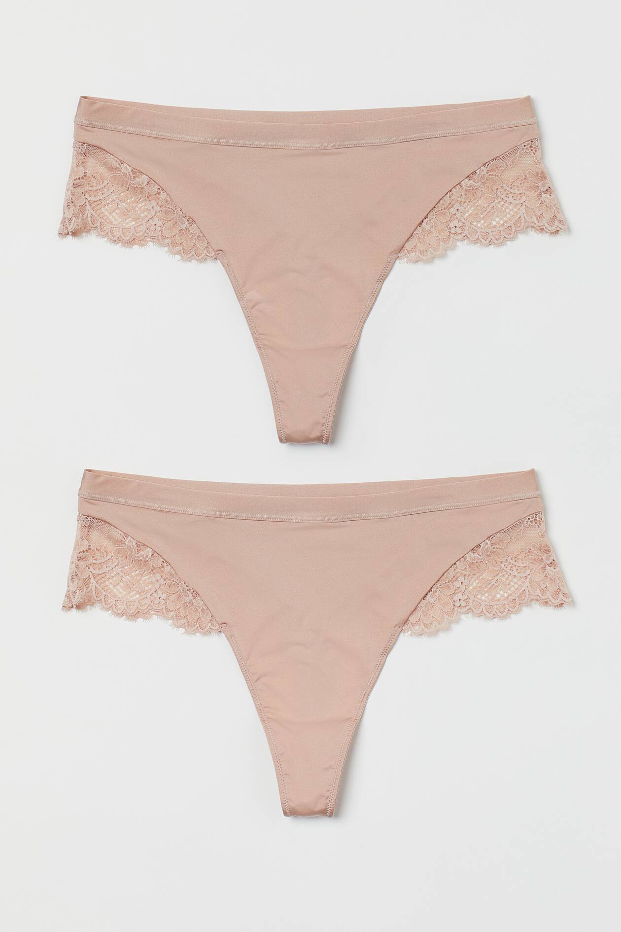 2er-Pack Strings - Hoher Bund - Puderrosa - Ladies | H&M AT