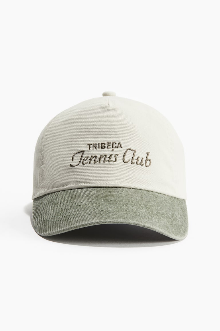 Embroidered-motif Twill Cap - Khaki green/Tribeca - Ladies | H&M US