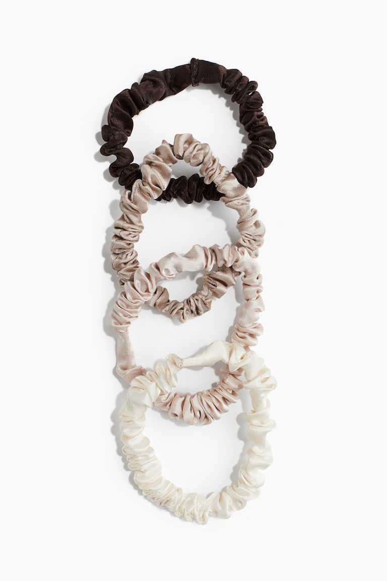 4-pack Silk Scrunchies - Beige/cream/dark brown - Ladies | H&M US