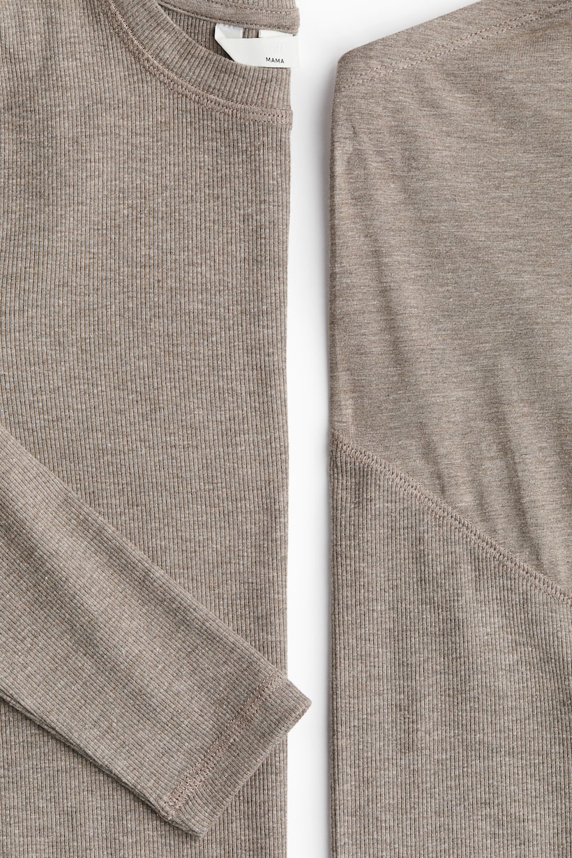 MAMA 2-piece Ribbed Set - Beige melange - Ladies | H&M US