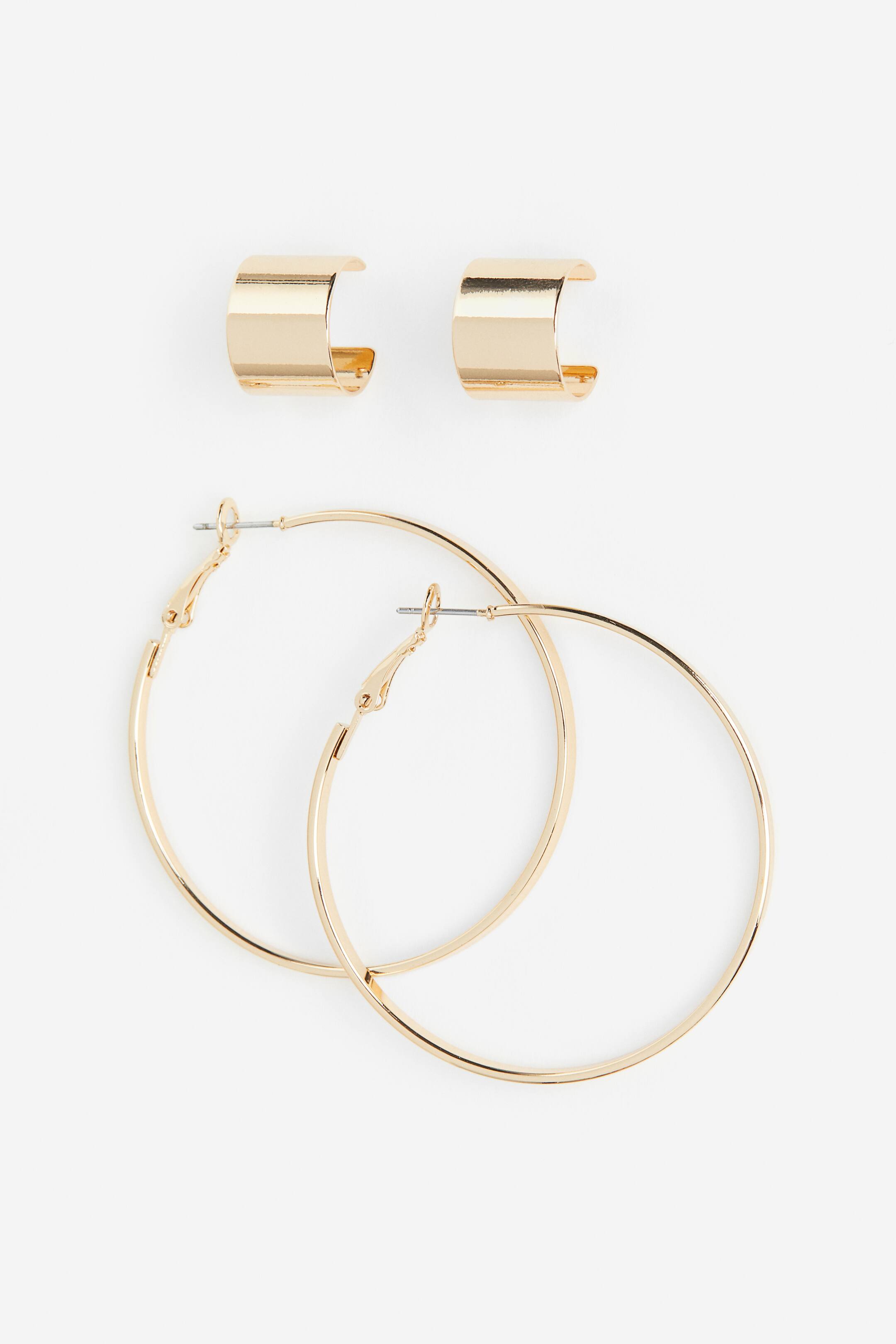 2 pairs hoop earrings - Gold-coloured - Ladies | H&M IN