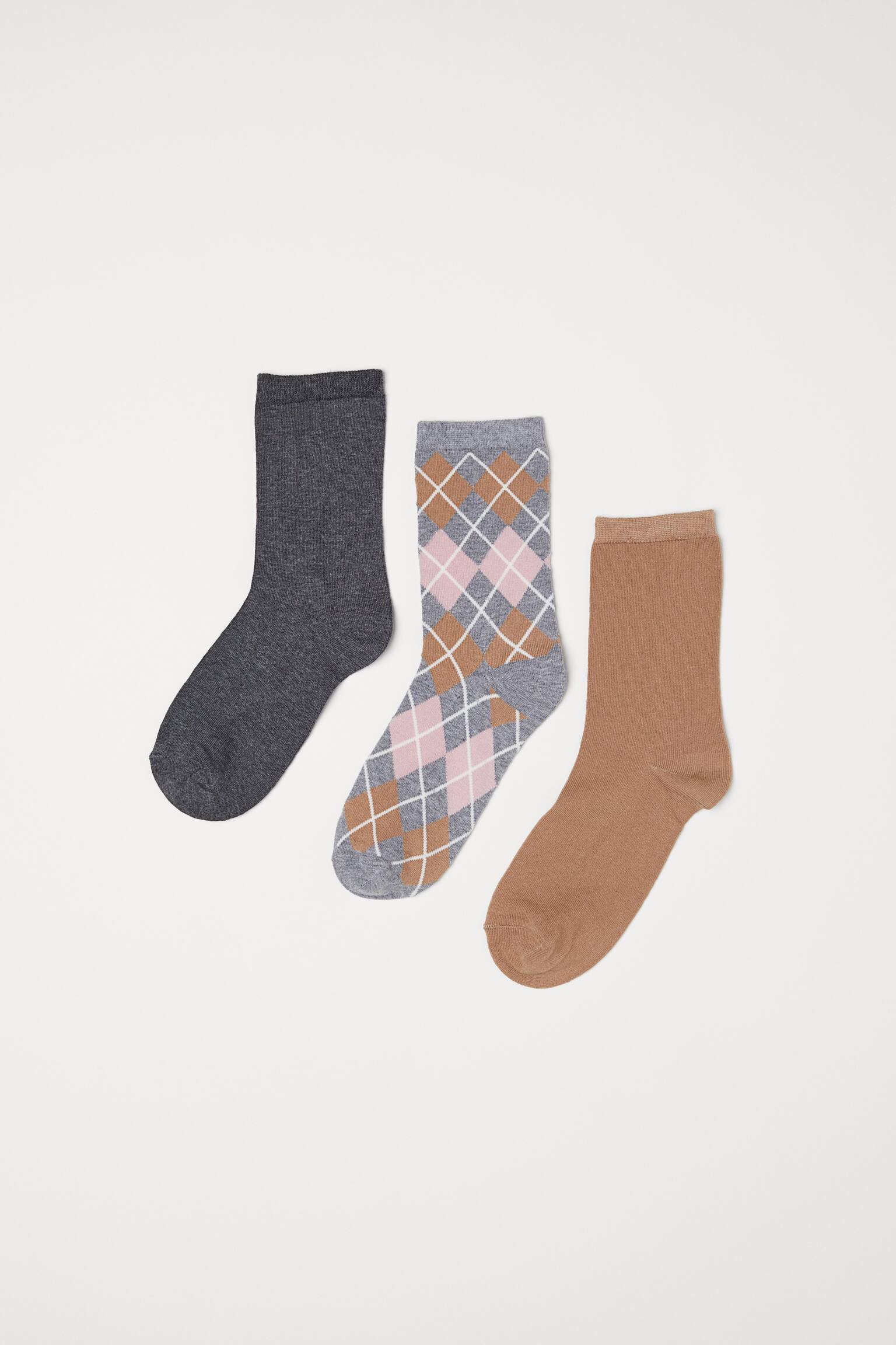 3-pack socks - Grey/Checked - Ladies | H&M GB