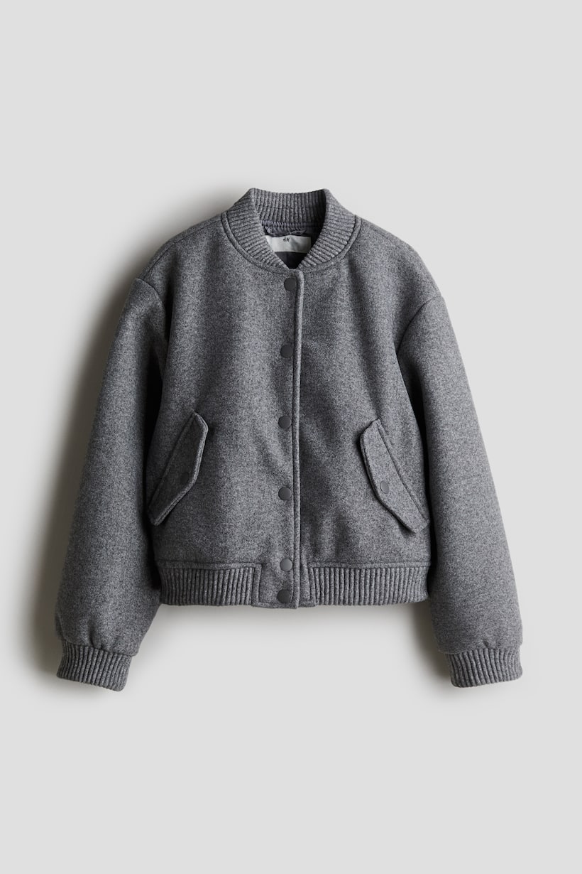 Felted Bomber Jacket - Dark gray melange - Kids | H&M US