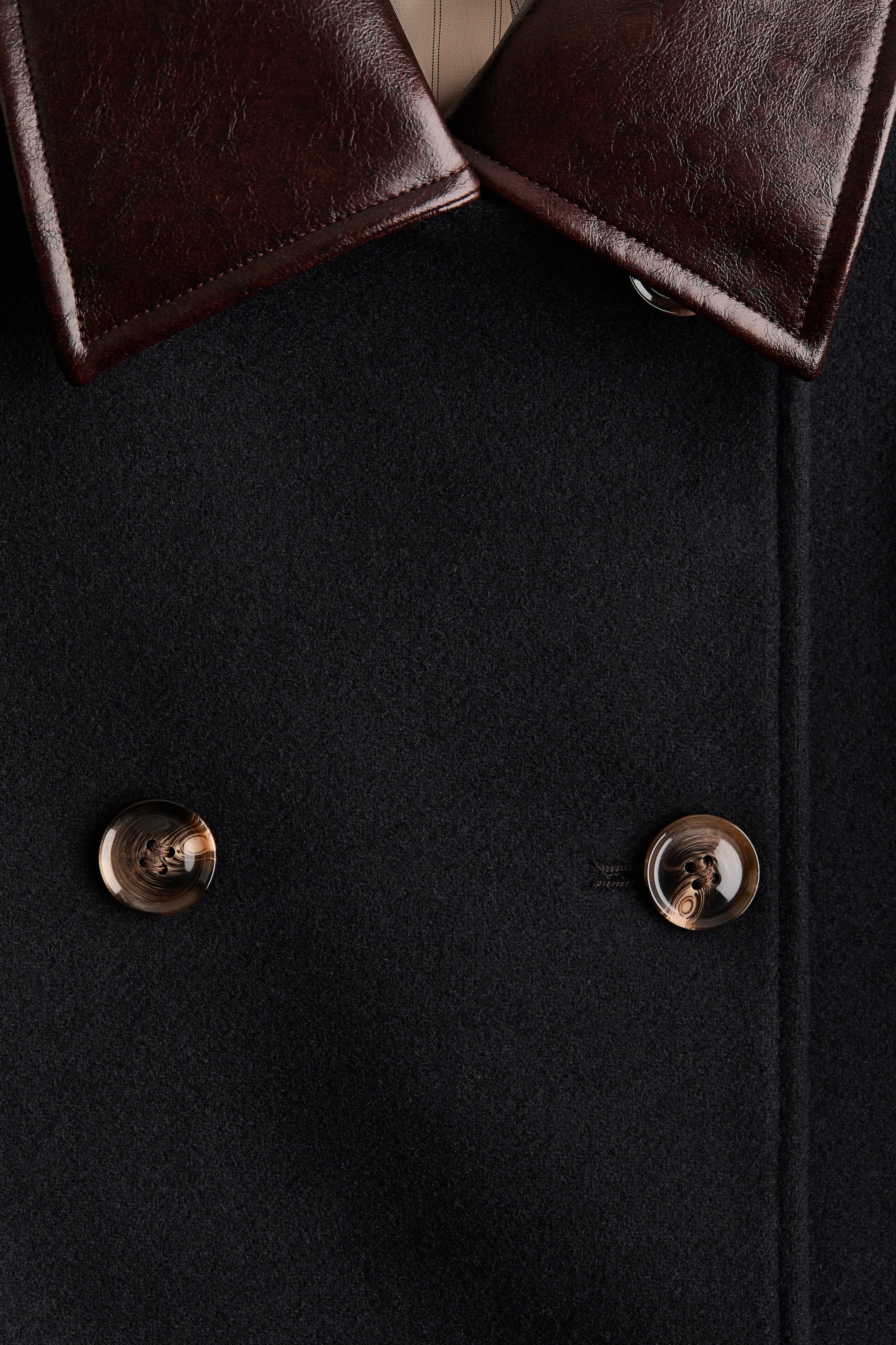 Women's Navy blue Wool-Blend Pea Coat | H&M CA