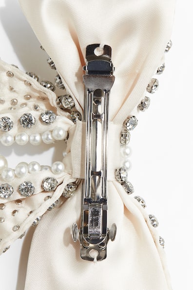 Broche para el cabello de moño con aplicaciones - Blanco/Plateado ...