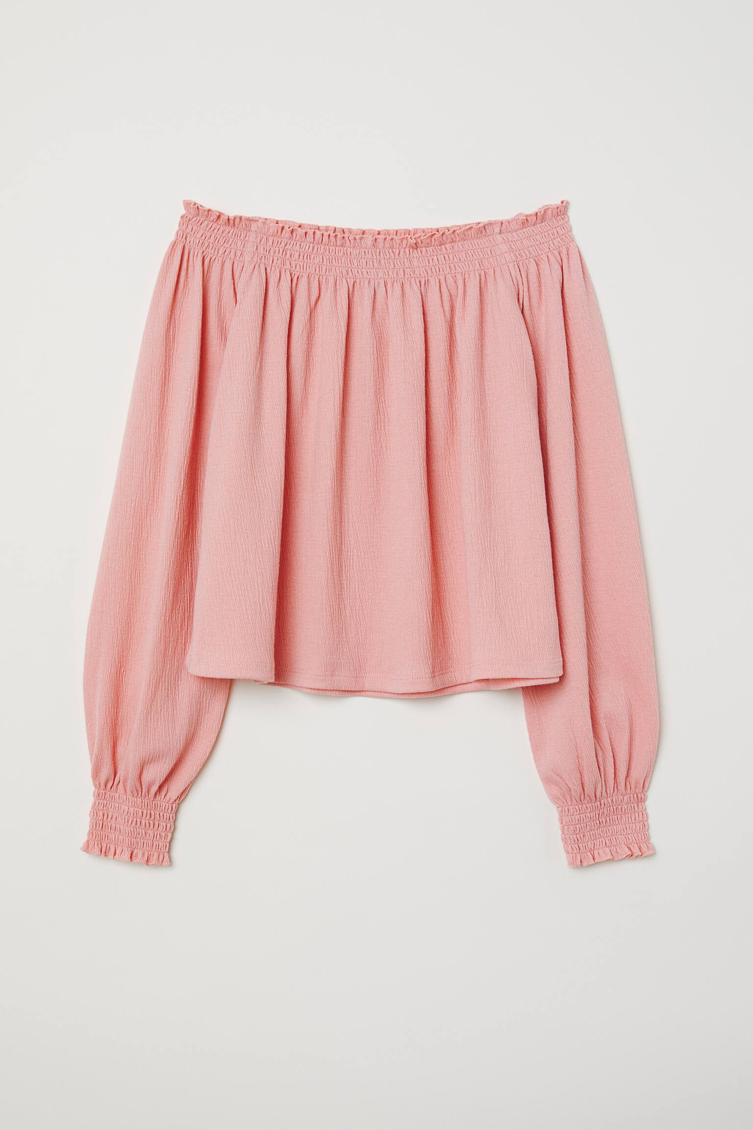 Blusa hombro descubierto - Manga larga - Rosa de antaño - MUJER | H&M ES