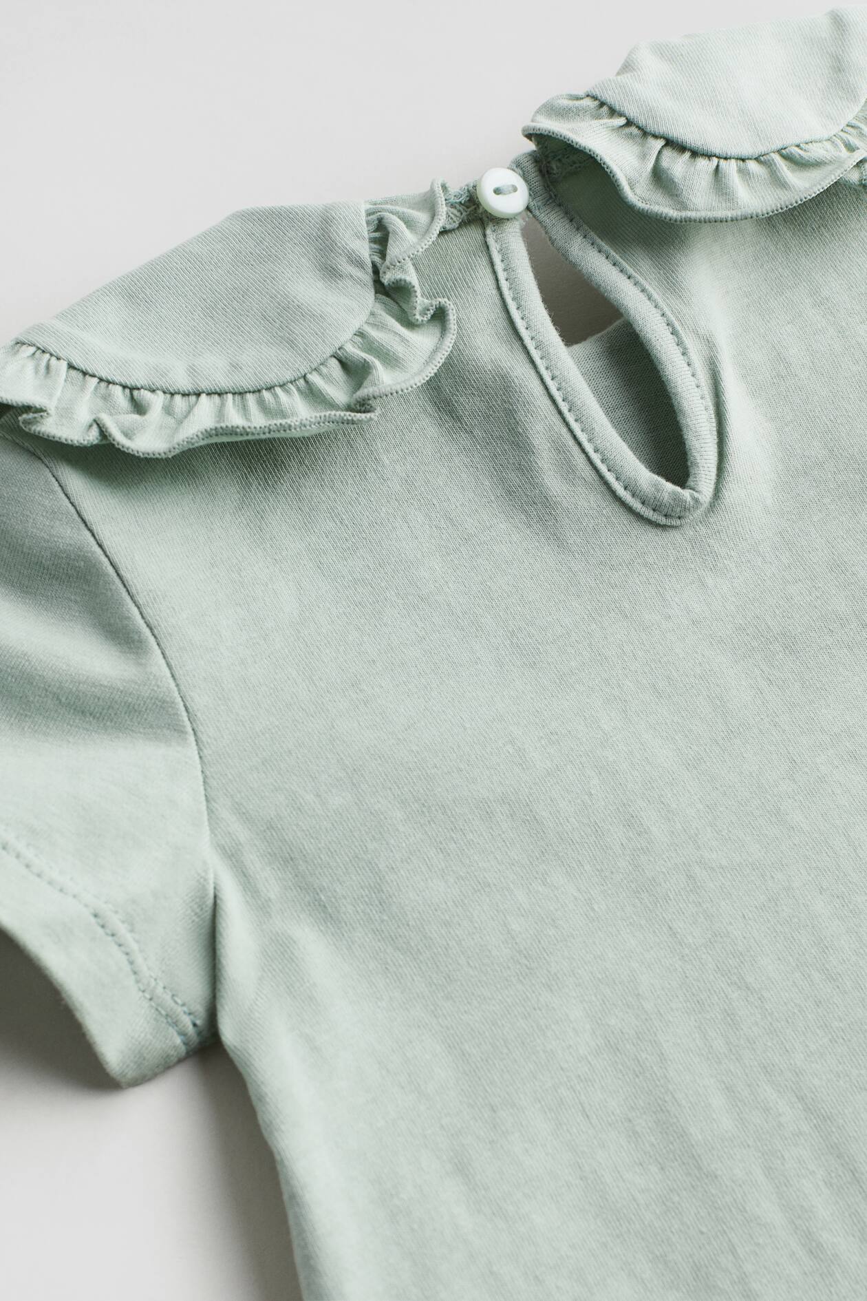 Collared jersey top - Dusty green - Kids | H&M GB
