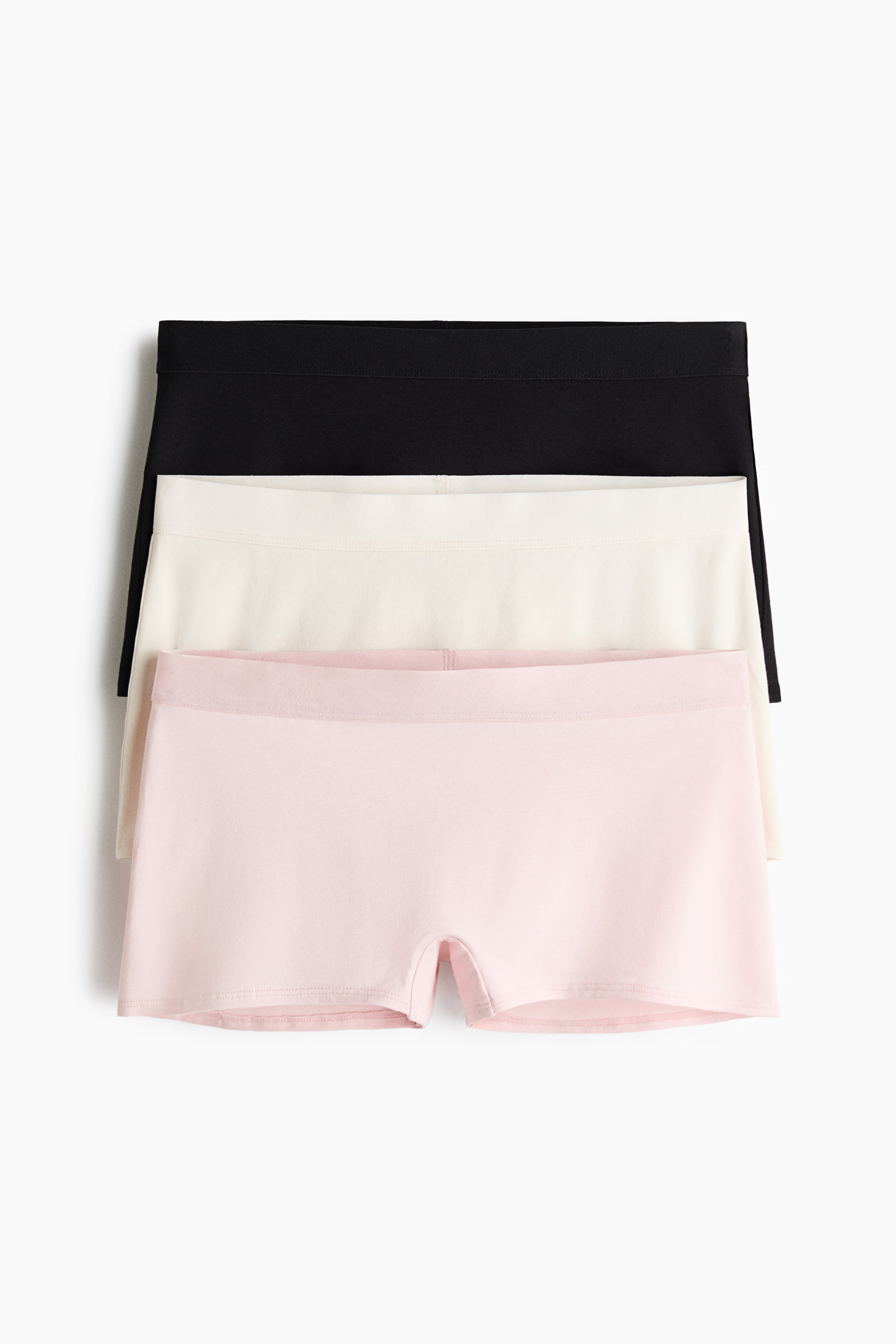 Pack de 3 bragas bóxer de algodón - Rosa claro/Crema/Negro - MUJER | H&M ES
