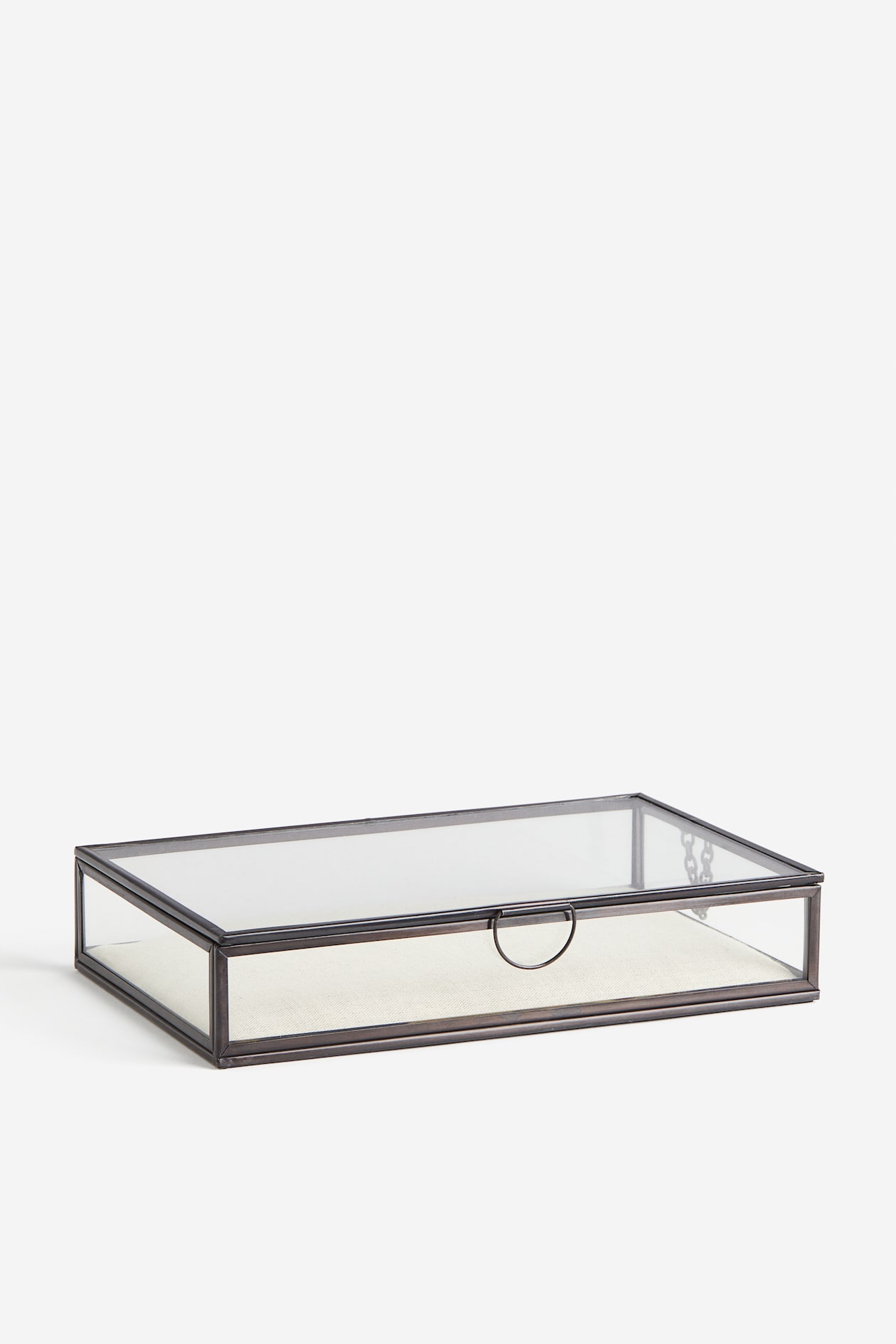 Dark grey/Clear glass/Beige Large glass storage box at H&M Home | H&M GB