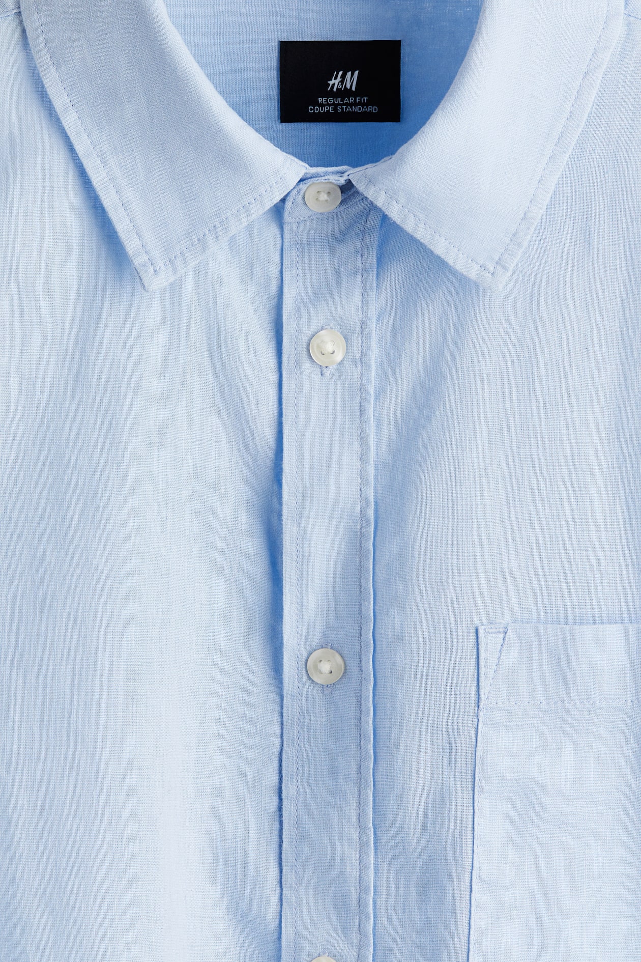 Áo sơ mi linen pha Regular Fit - Màu xanh dương nhạt - Men | H&M VN