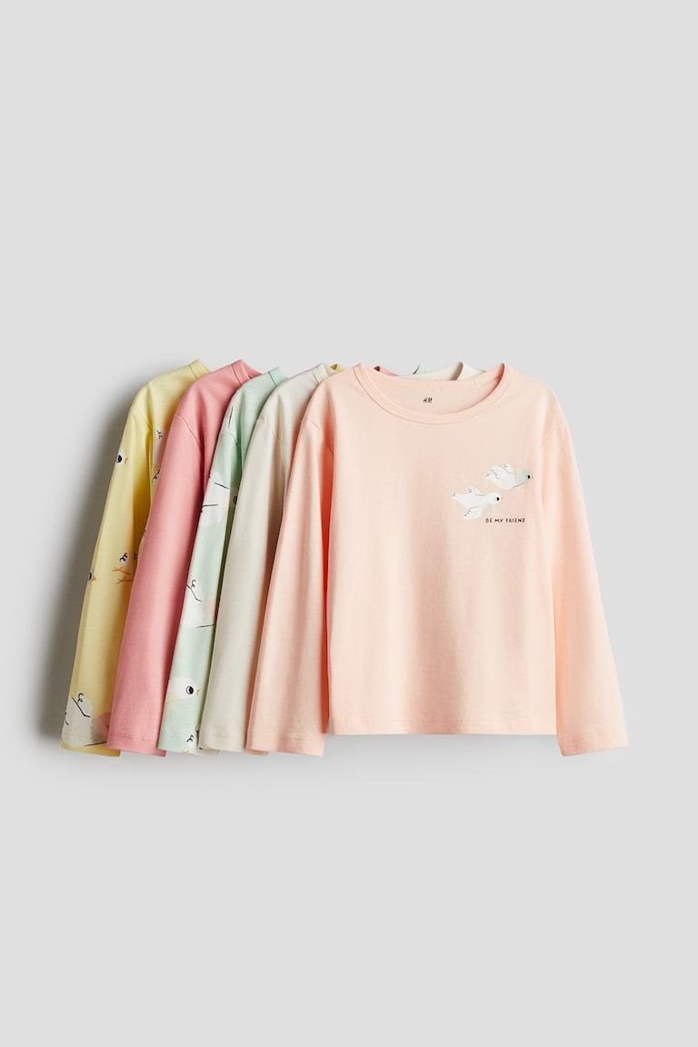 Peach/birds 5-pack Cotton Jersey Tops for kids | H&M US