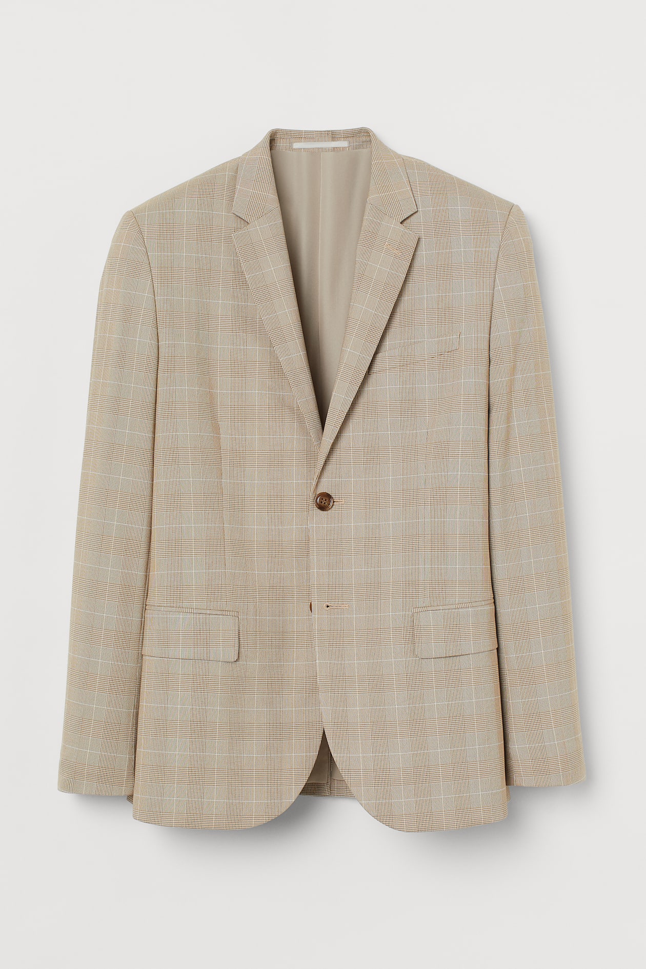 Sako sa jednorednim kopčanjem Skinny Fit - Beige/Checked - Men | H&M RS