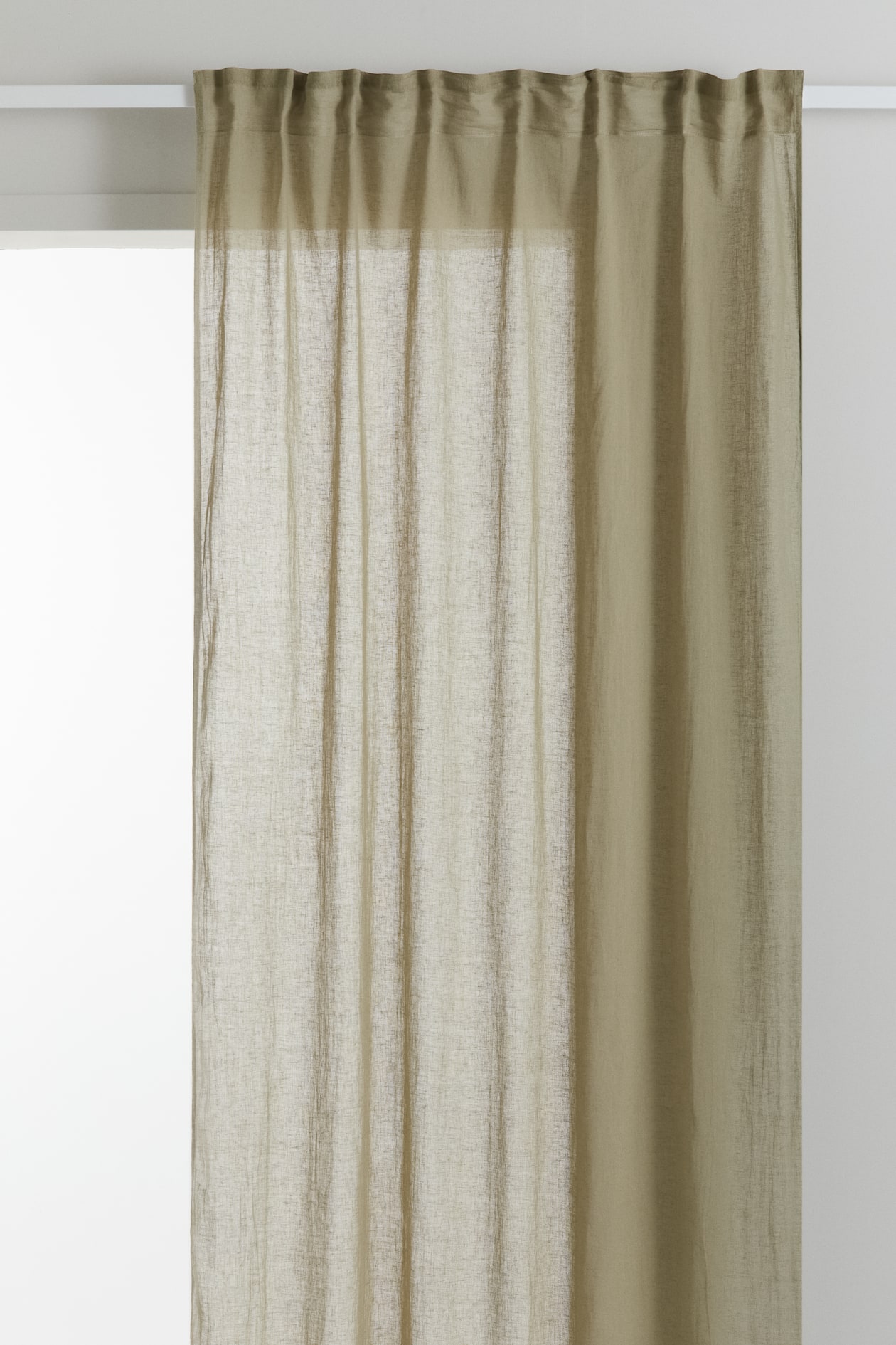 Light khaki green 2-pack Linen-blend Curtain Panels at H&M Home | H&M CA