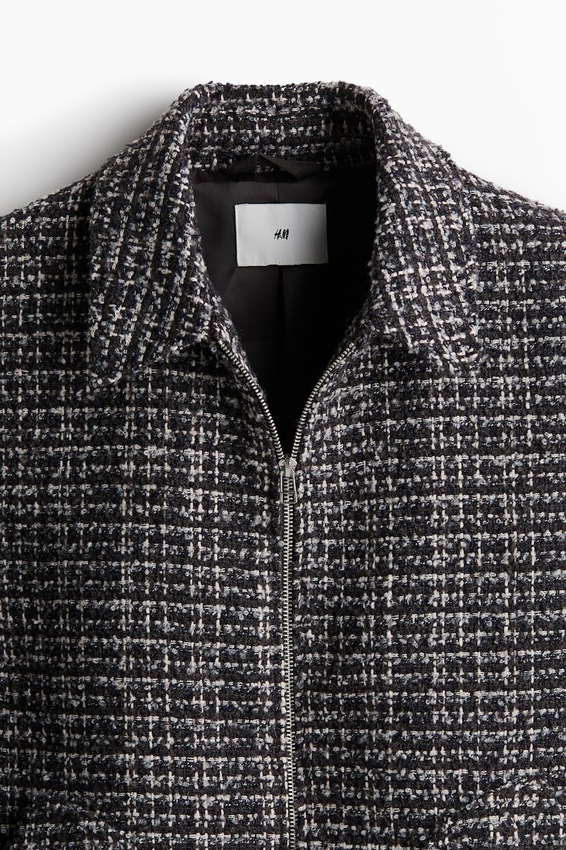 Regular Fit Tweed Overshirt - Dark gray/patterned - Men | H&M US
